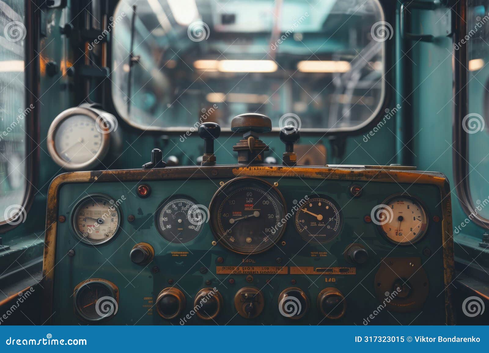 Dashboard in the Cabin of a Locomotive Stock Image - Image of distance ...