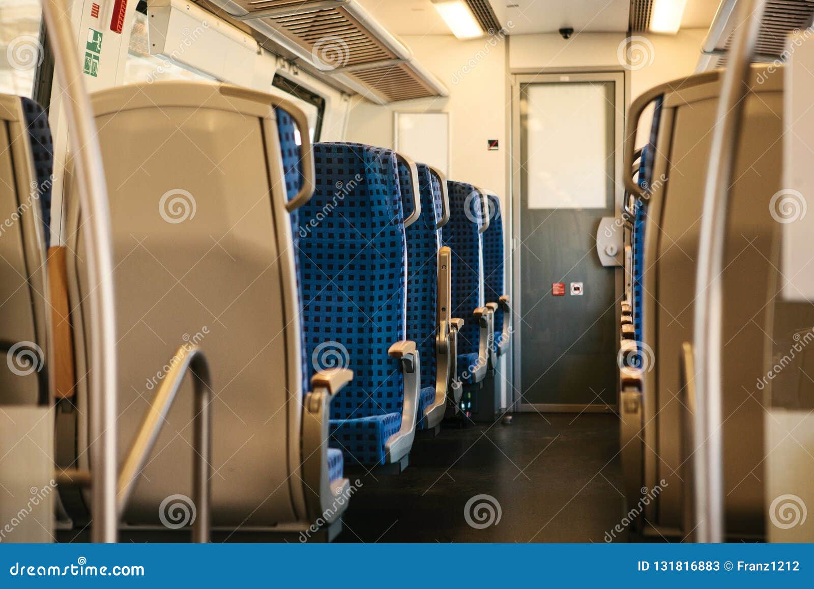 Empty Train Interior. Corridor and a Lot of Seats. Stock Image - Image ...