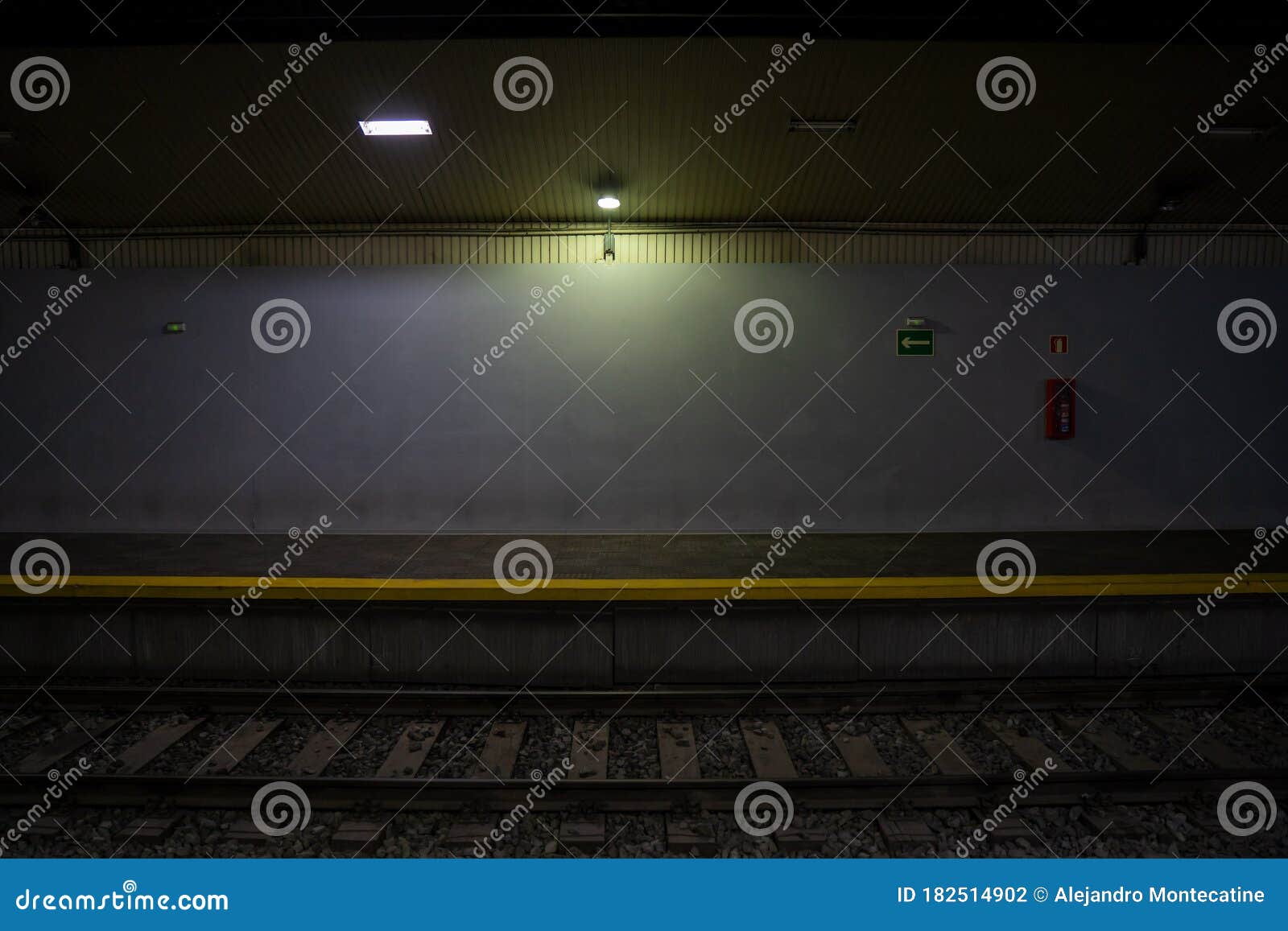 Empty Train Platform. Dark Front View Stock Photo - Image of ...