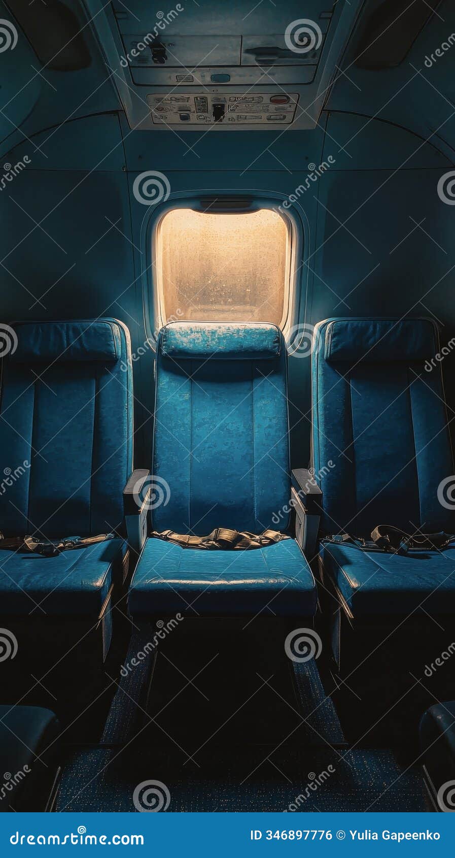 Empty Train Seats with Blue Upholstery beside a Window during Daylight ...