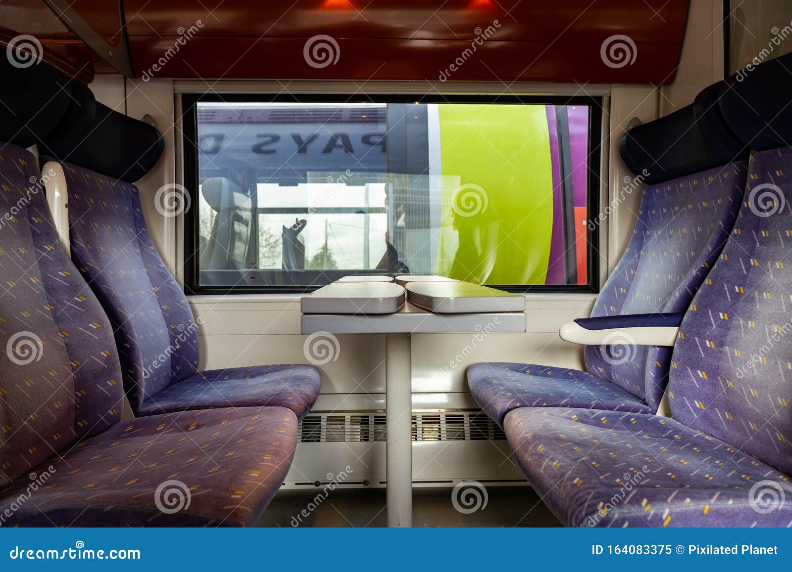 Empty Train Seats in a French Train Stock Image - Image of journey ...
