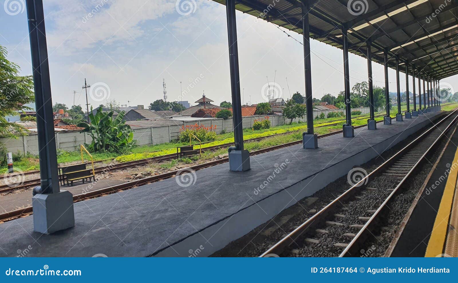 Empty Train Station in a Bright Daylight Waiting Train Stock Photo ...
