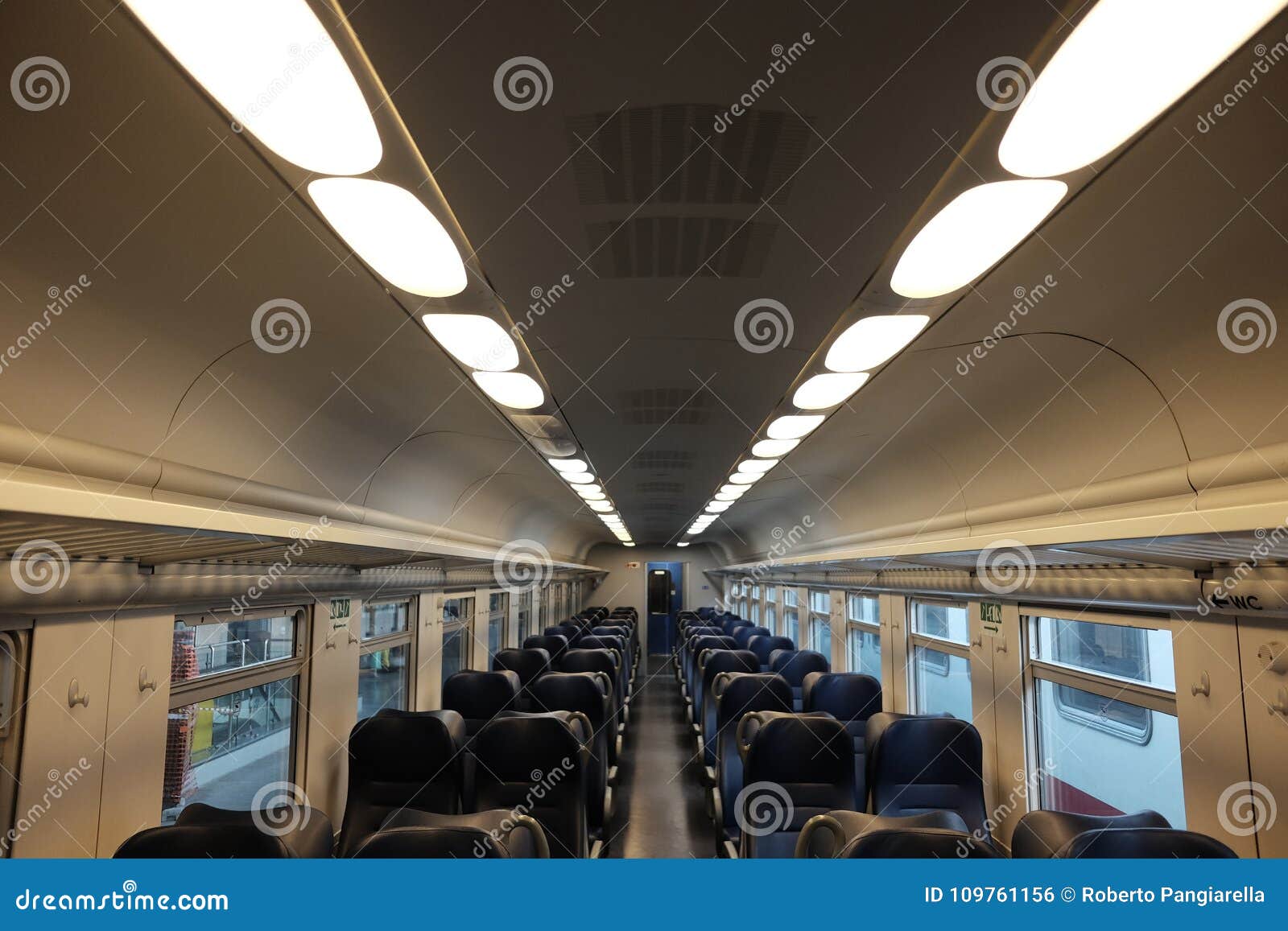 Empty train wagon interior stock photo. Image of empty - 109761156
