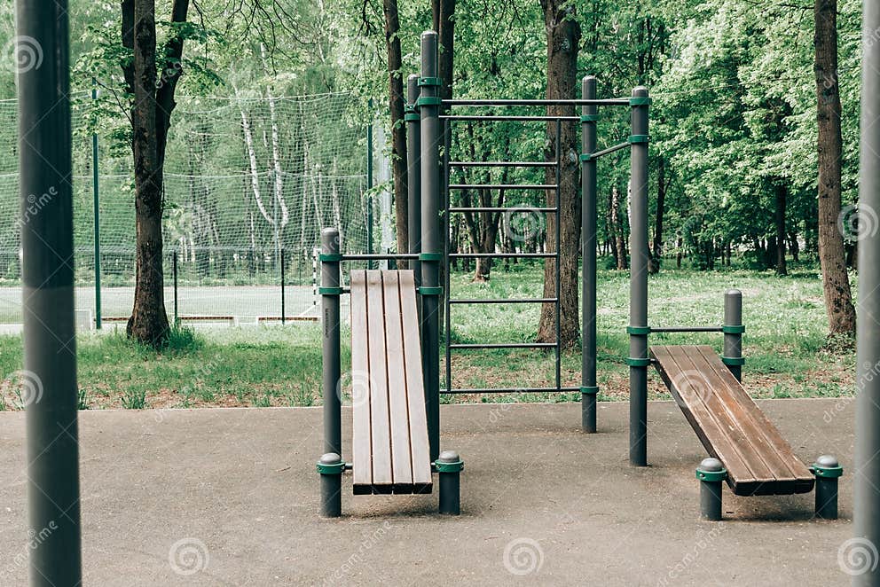 An Empty Training Ground Workout on the Street, Horizontal Bars and ...