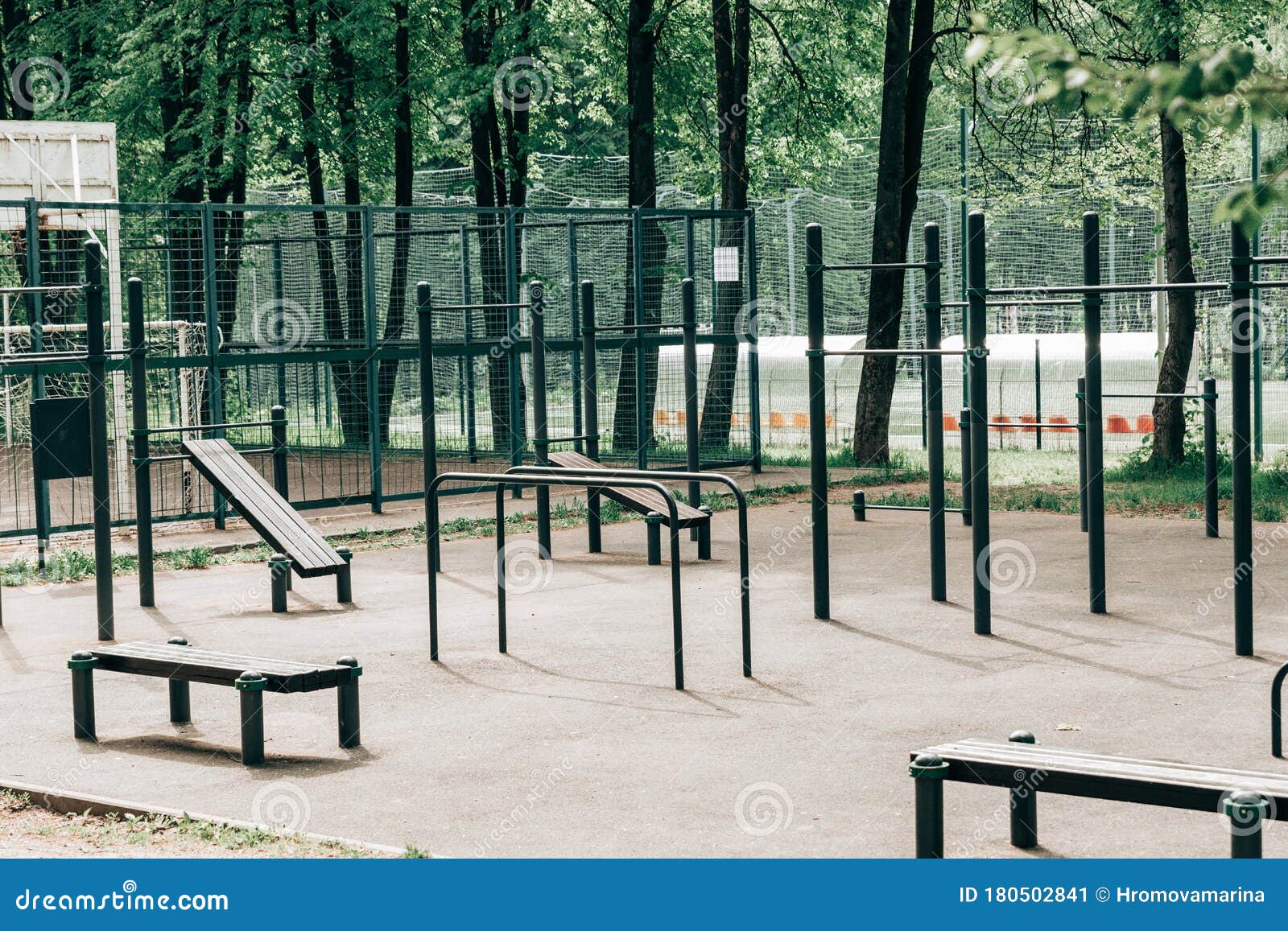 An Empty Training Ground Workout on the Street, Horizontal Bars and ...