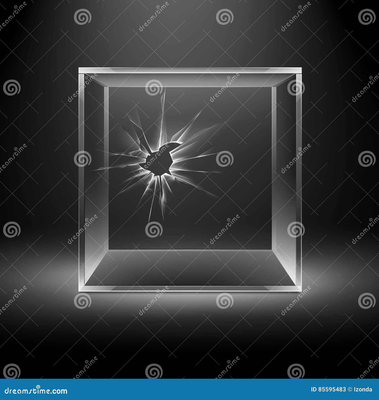 Empty Transparent Broken Crack Glass Box Cube Stock Vector ...