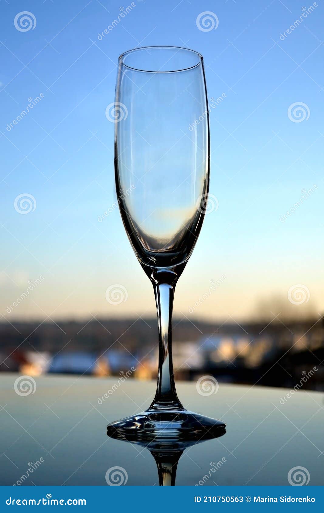 An Empty Transparent Elegant Tall Glass Stands on the Table Stock Image ...