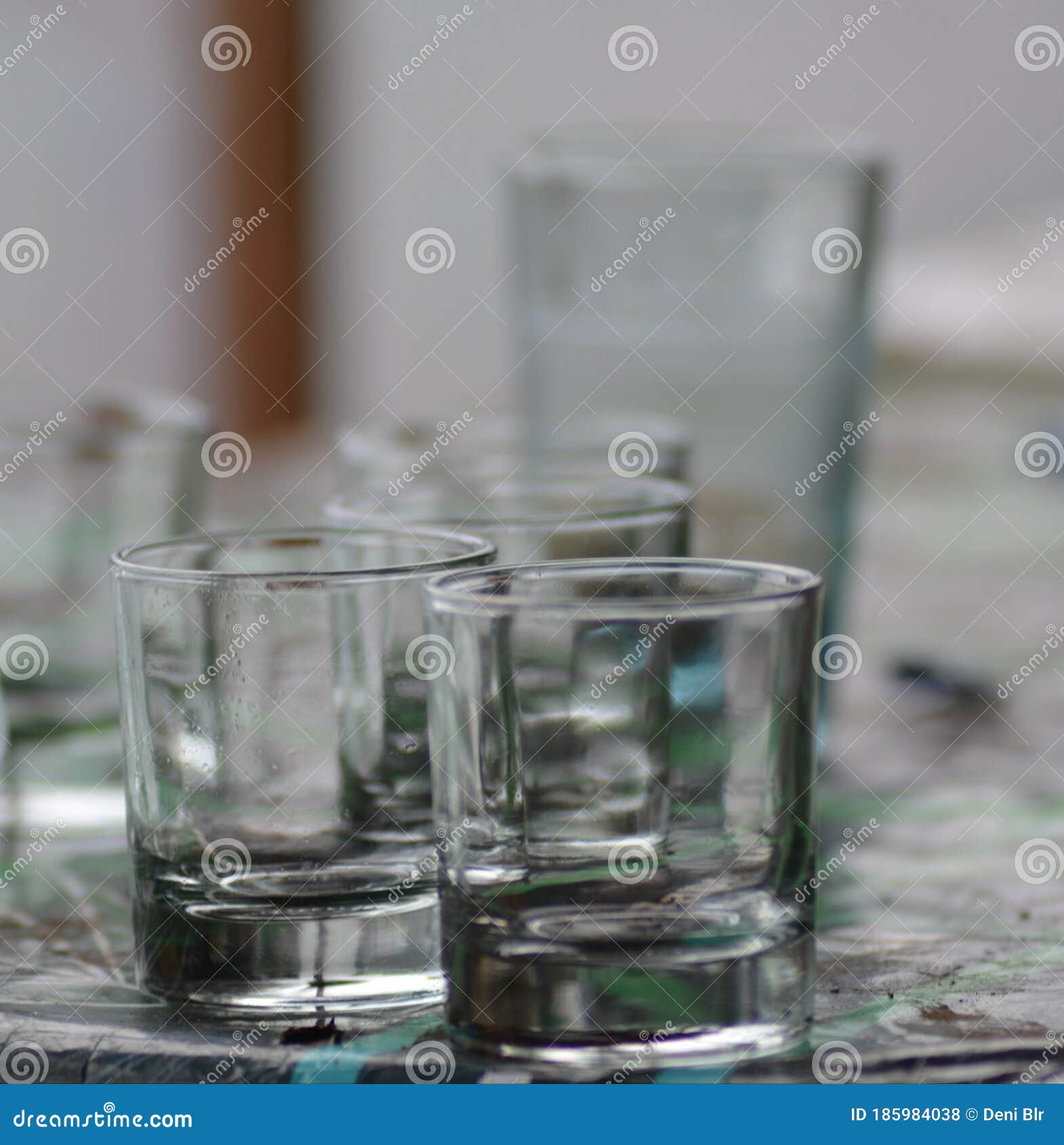 Empty Transparent Glass Cup on a Table , Close Up Stock Photo - Image ...