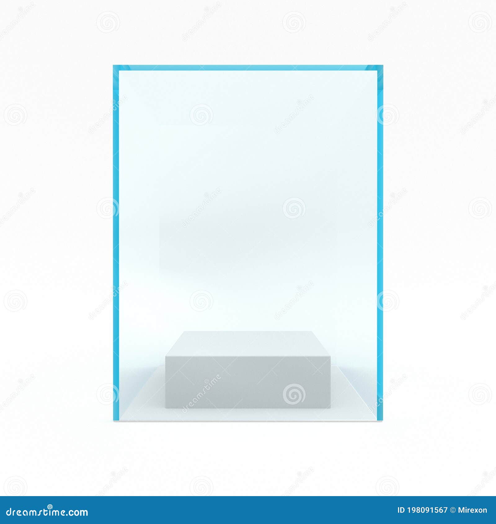 Empty Transparent Glass Showcase with Podium. 3d Rendering Stock ...