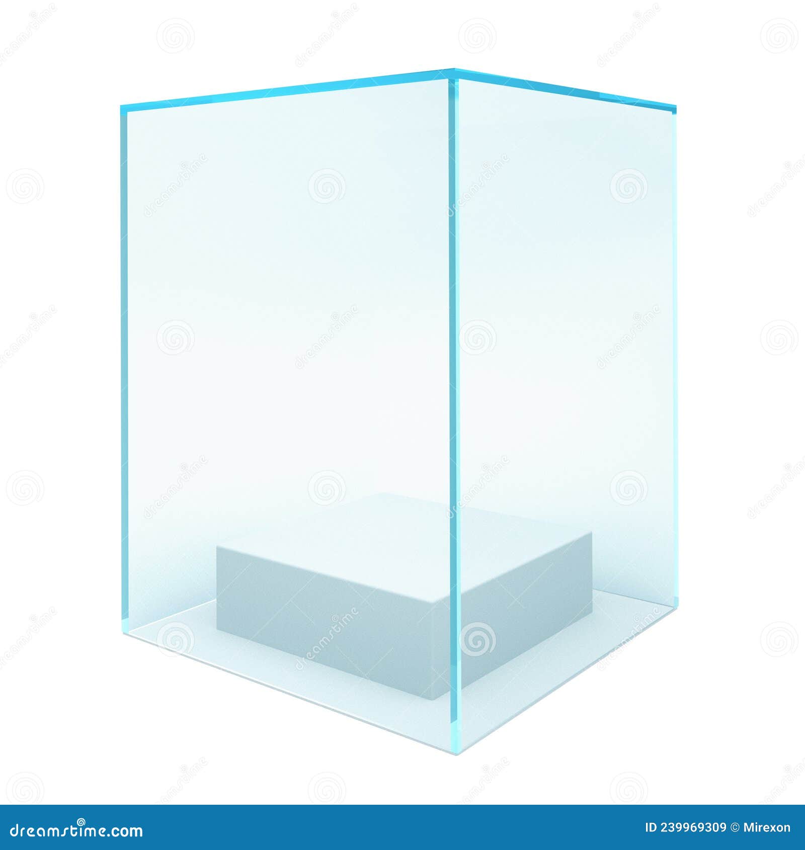 Empty Transparent Glass Showcase with Podium. 3d Rendering Stock ...