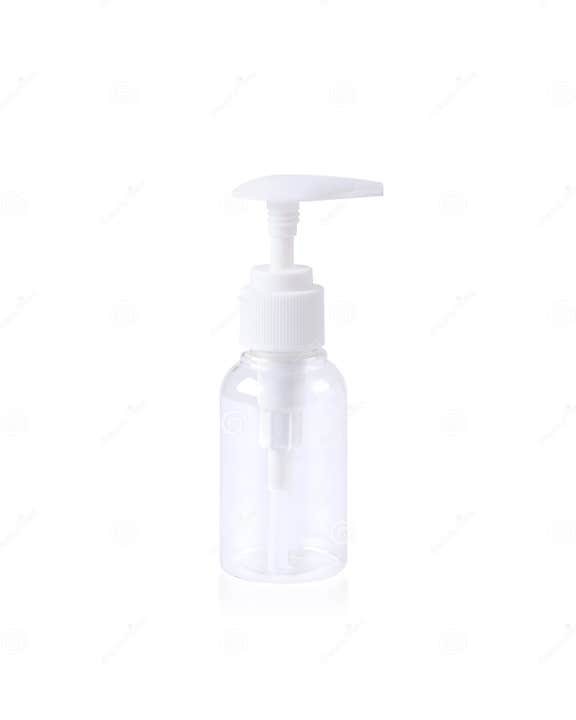 Empty Transparent Plastic Bottle with Pump Stock Photo - Image of pump ...