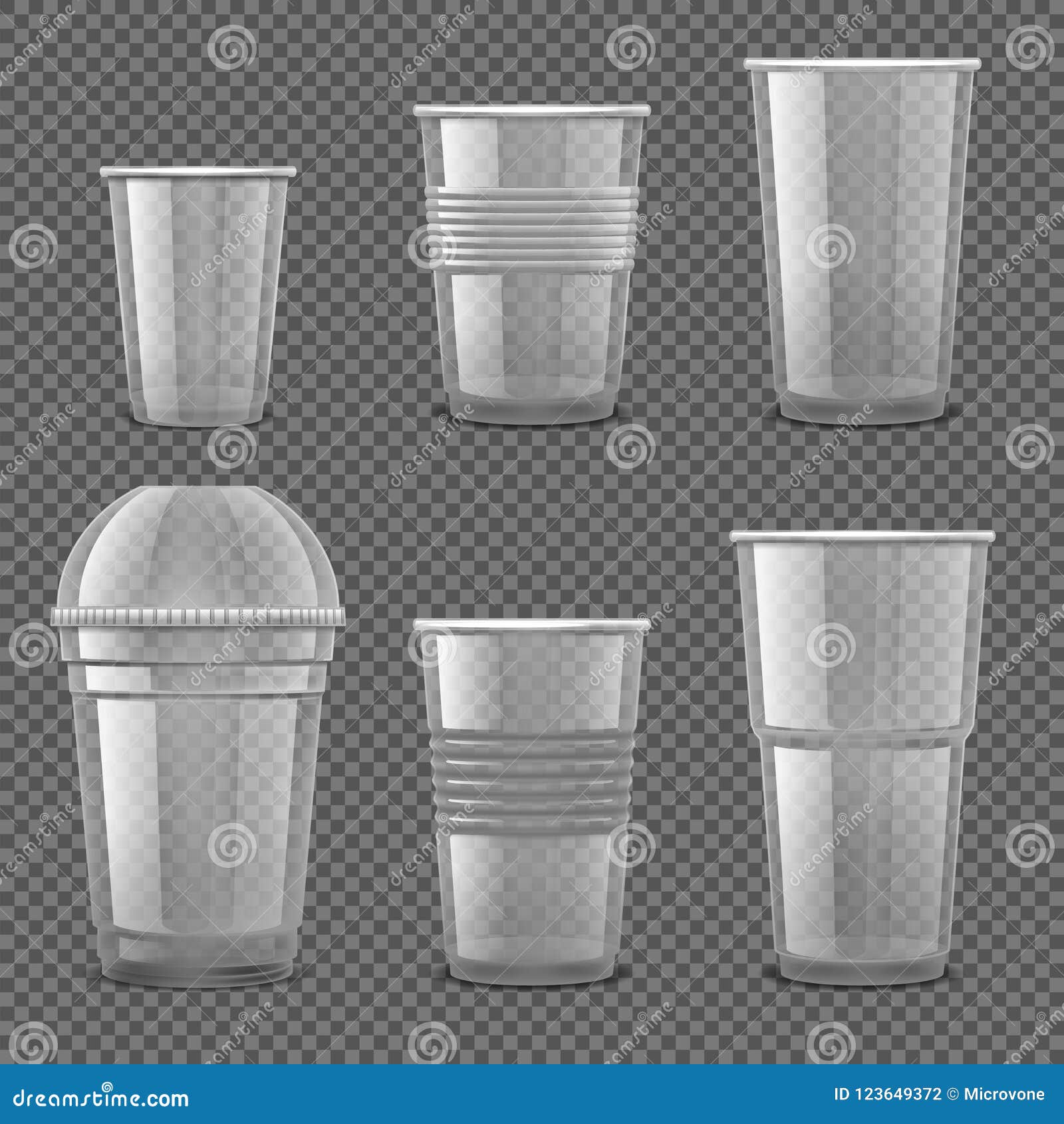 Empty Transparent Plastic Disposable Cups. Takeaway Drink Containers ...
