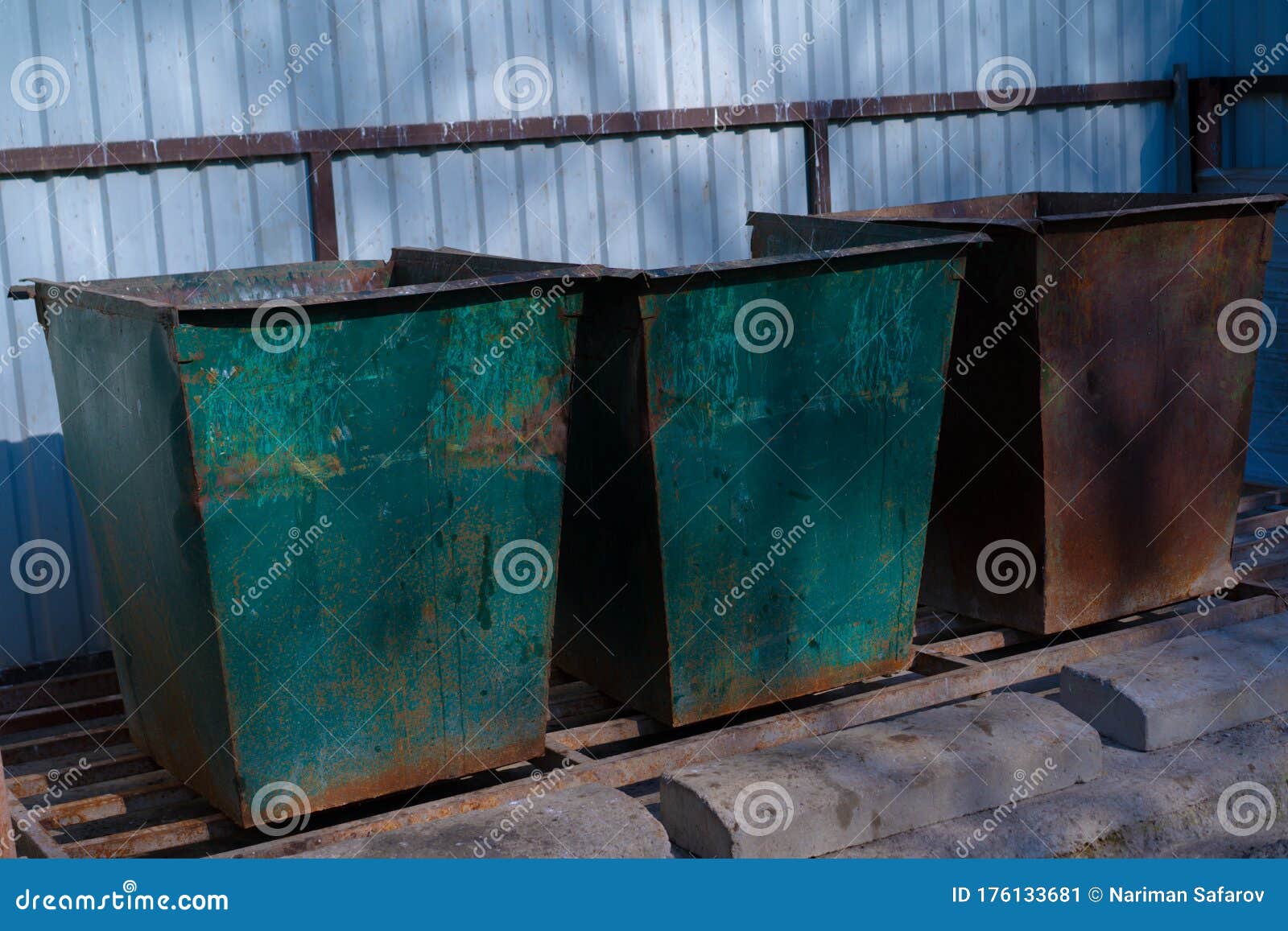 Empty Trash Bins on the Street Stock Image - Image of park, ecology ...