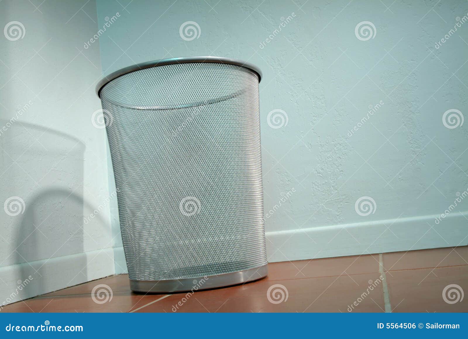 Empty Trash Can in the Corner Stock Photo - Image of room, efficient ...