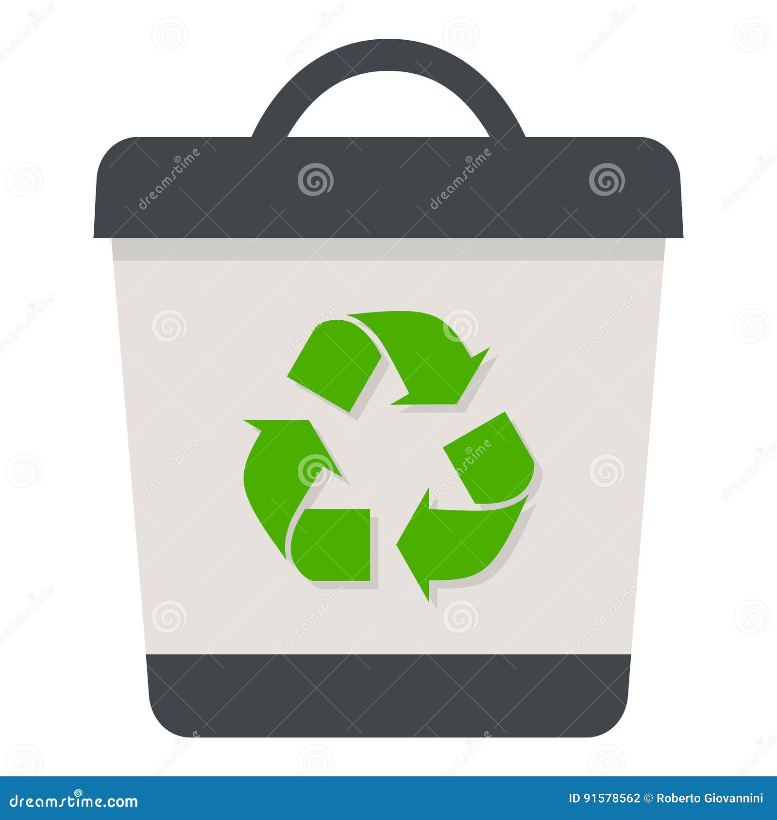 Empty Trash Can Flat Icon Isolated on White Stock Vector - Illustration ...