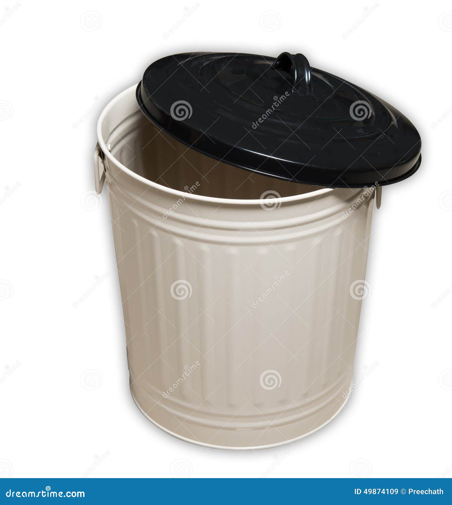 Empty trash can on white stock image. Image of junk, single - 49874109