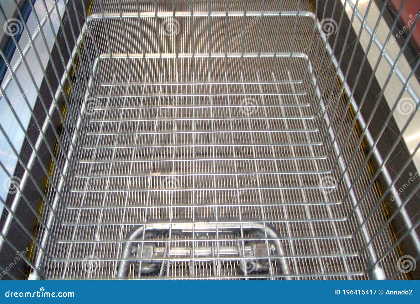Empty Trolley on Supermarket Escalator Close Up Stock Image - Image of ...