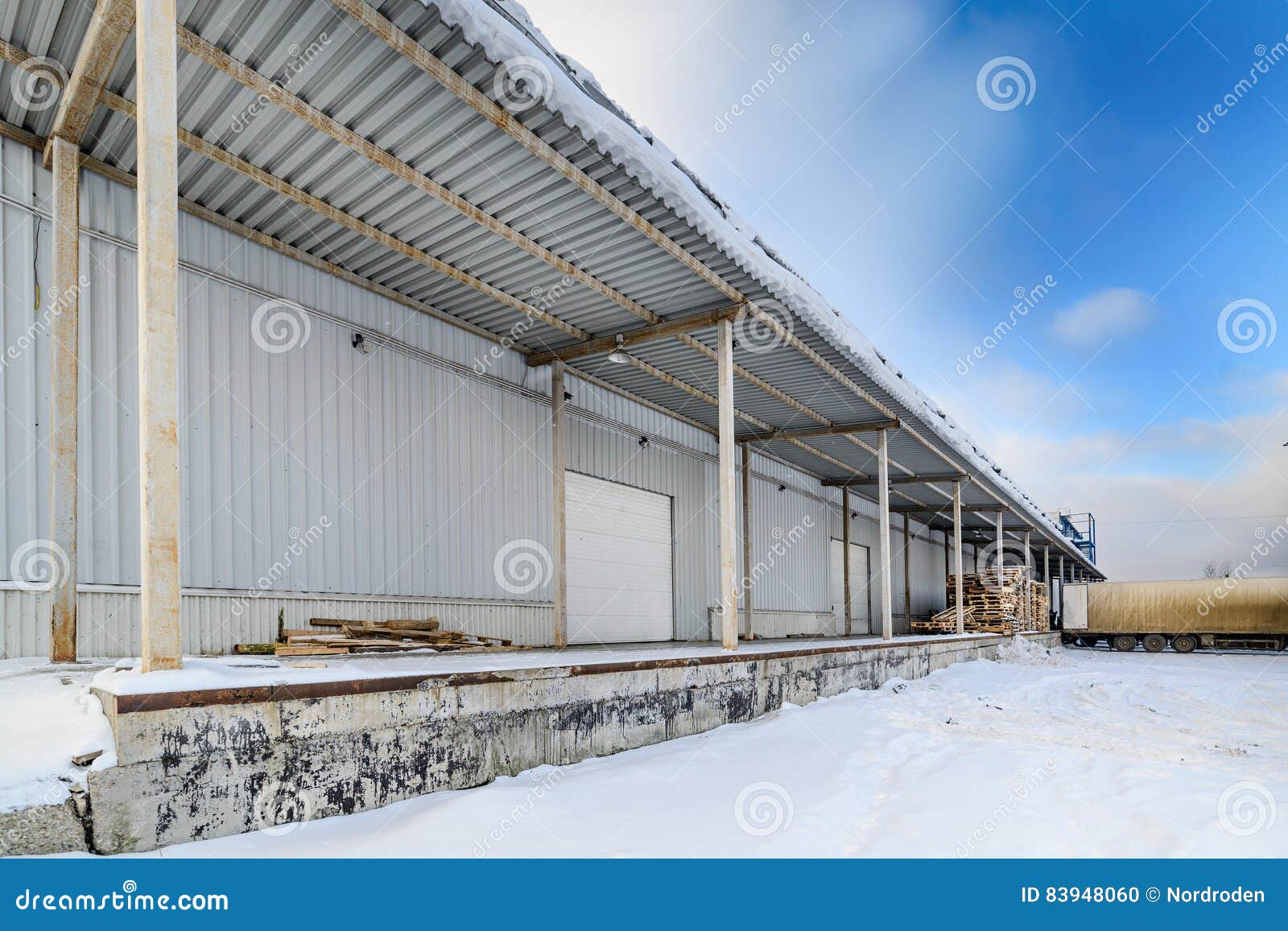 Empty Truck Docks at a Warehouse. Stock Photo - Image of transportation ...