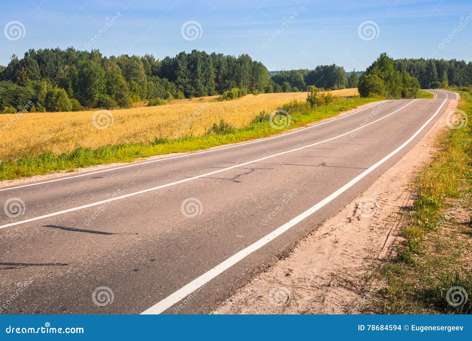 Empty Turning Rural Highway Stock Photo - Image of european, empty ...