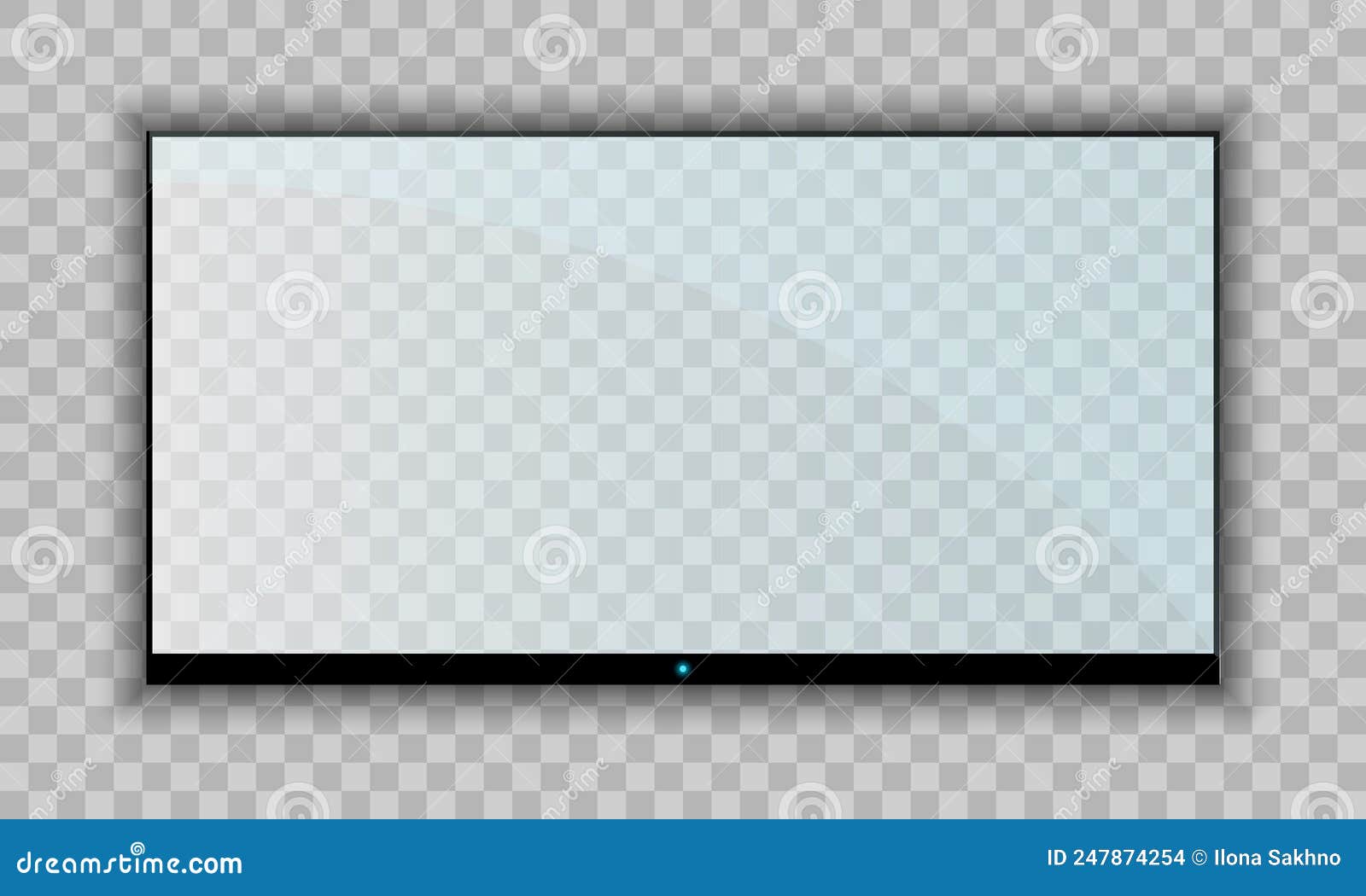 Empty Tv Frame with Reflection and Transparency Screen Isolated. Lcd ...