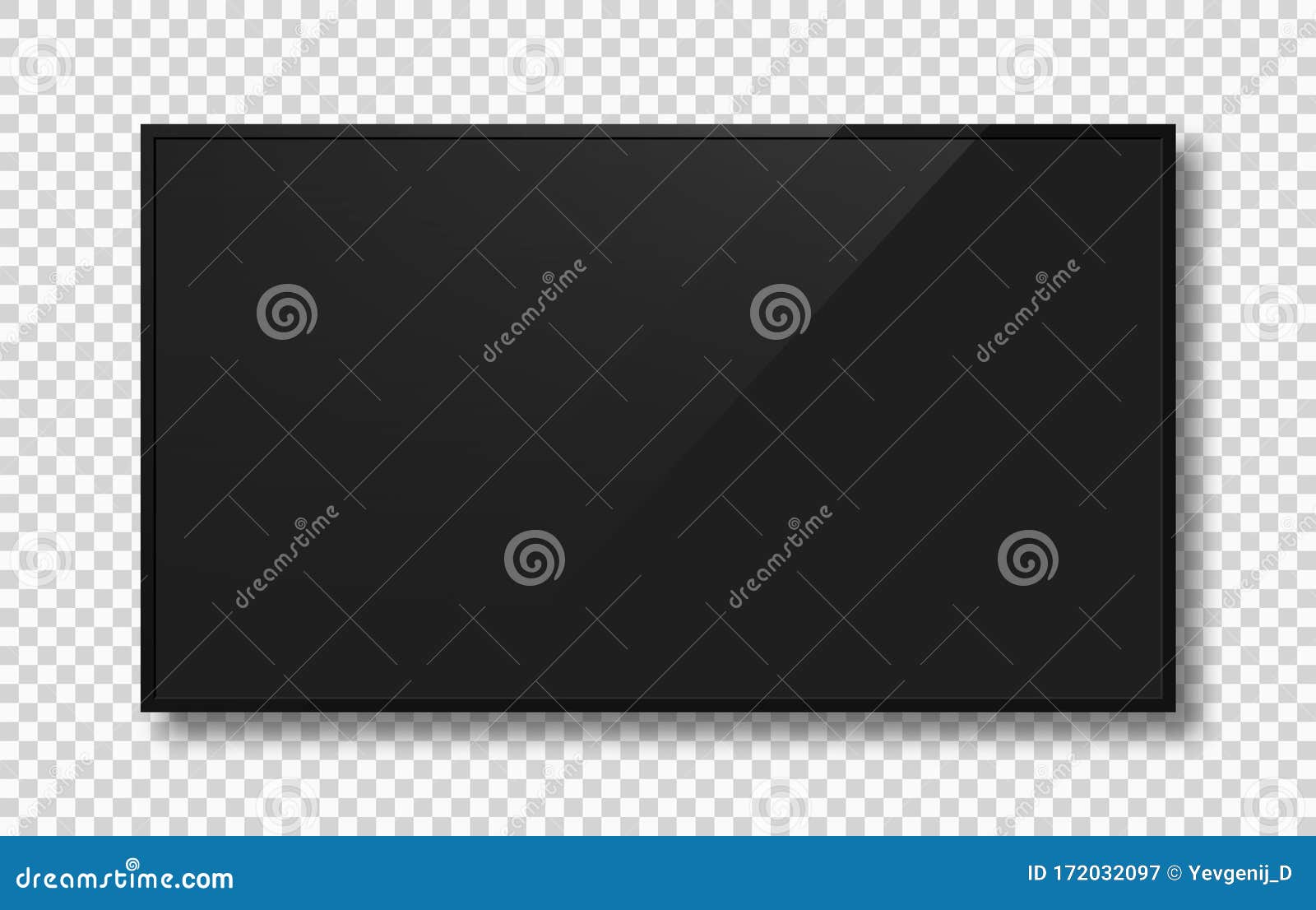 Empty TV Screen with Black Frame. Realistic Monitor Screen, LCD Display ...