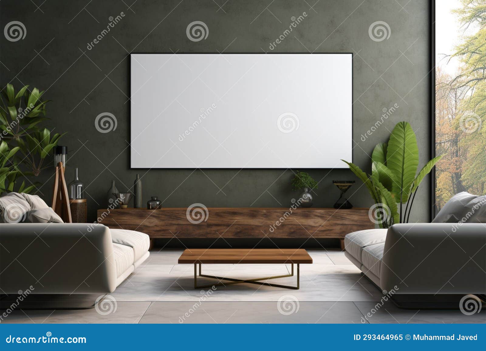Empty TV Screen in Modern Interior, Awaiting Your Custom Design Stock ...