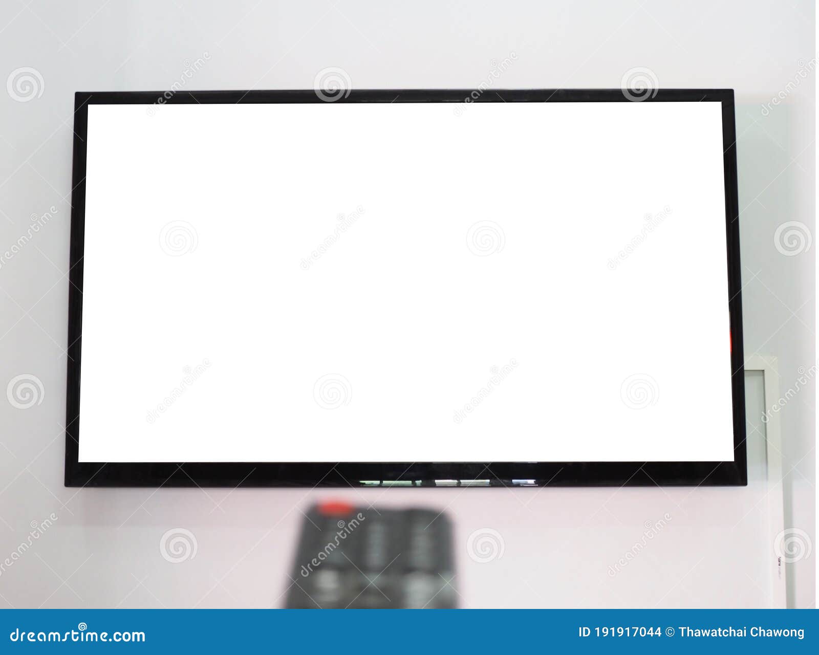 Empty TV Screen and the Remote Control. Stock Photo - Image of media ...