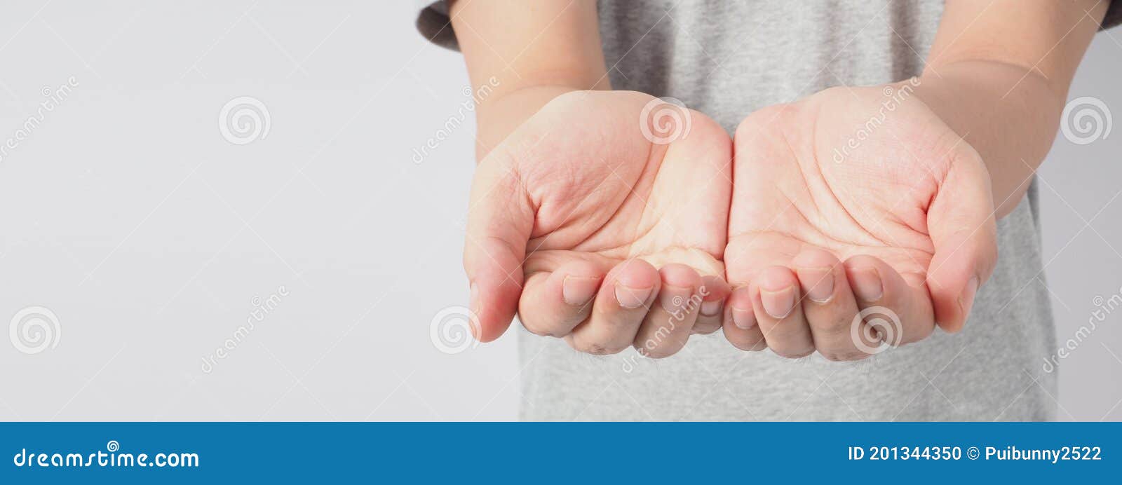 Empty Two Hand Doing Begging Hand Sign on White Background Stock Photo ...
