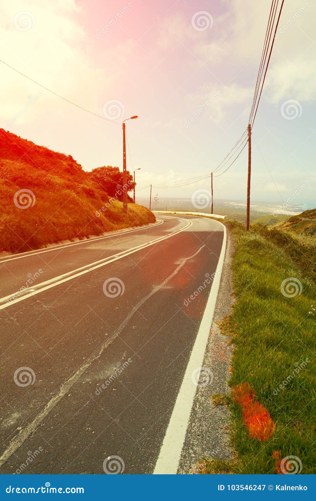 Empty Two Lane Asphalt Road Highway Vanishing in Perspective Stock ...