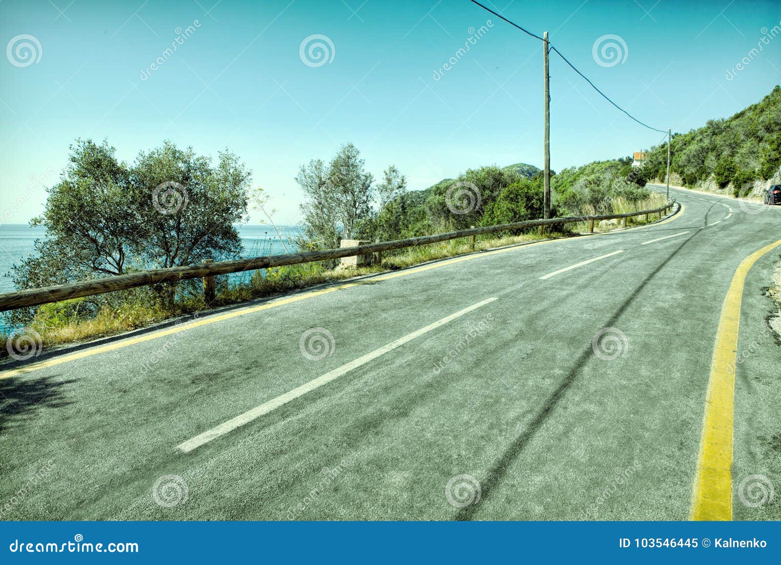 Empty Two Lane Asphalt Road Highway Vanishing in Perspective Stock ...