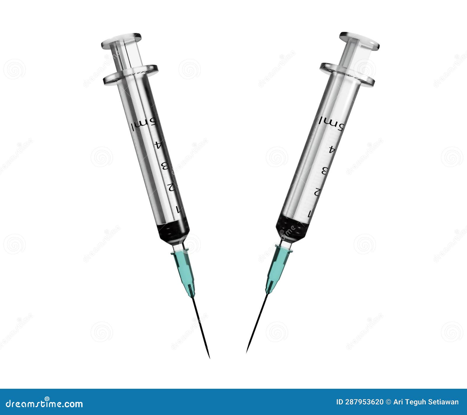 Empty Two Medical Syringes of 5ml Stock Illustration - Illustration of ...