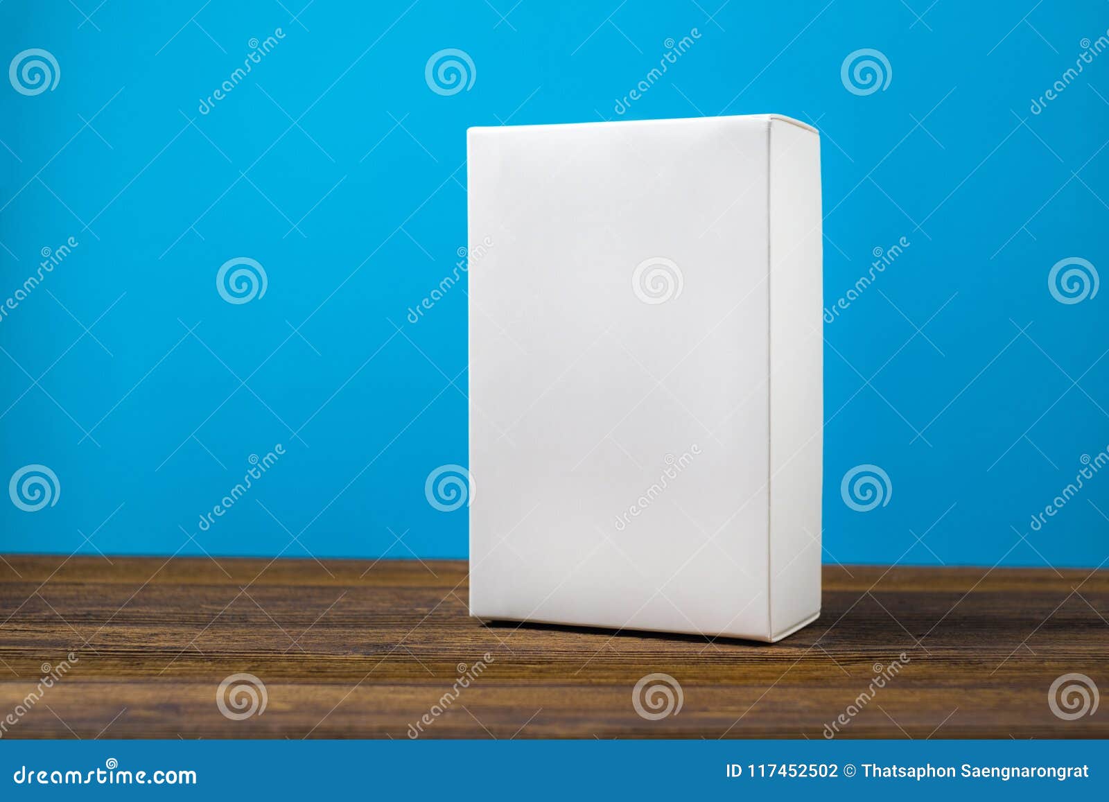 Empty Two Package White Cardboard Box for Long Items on Wooden T Stock ...