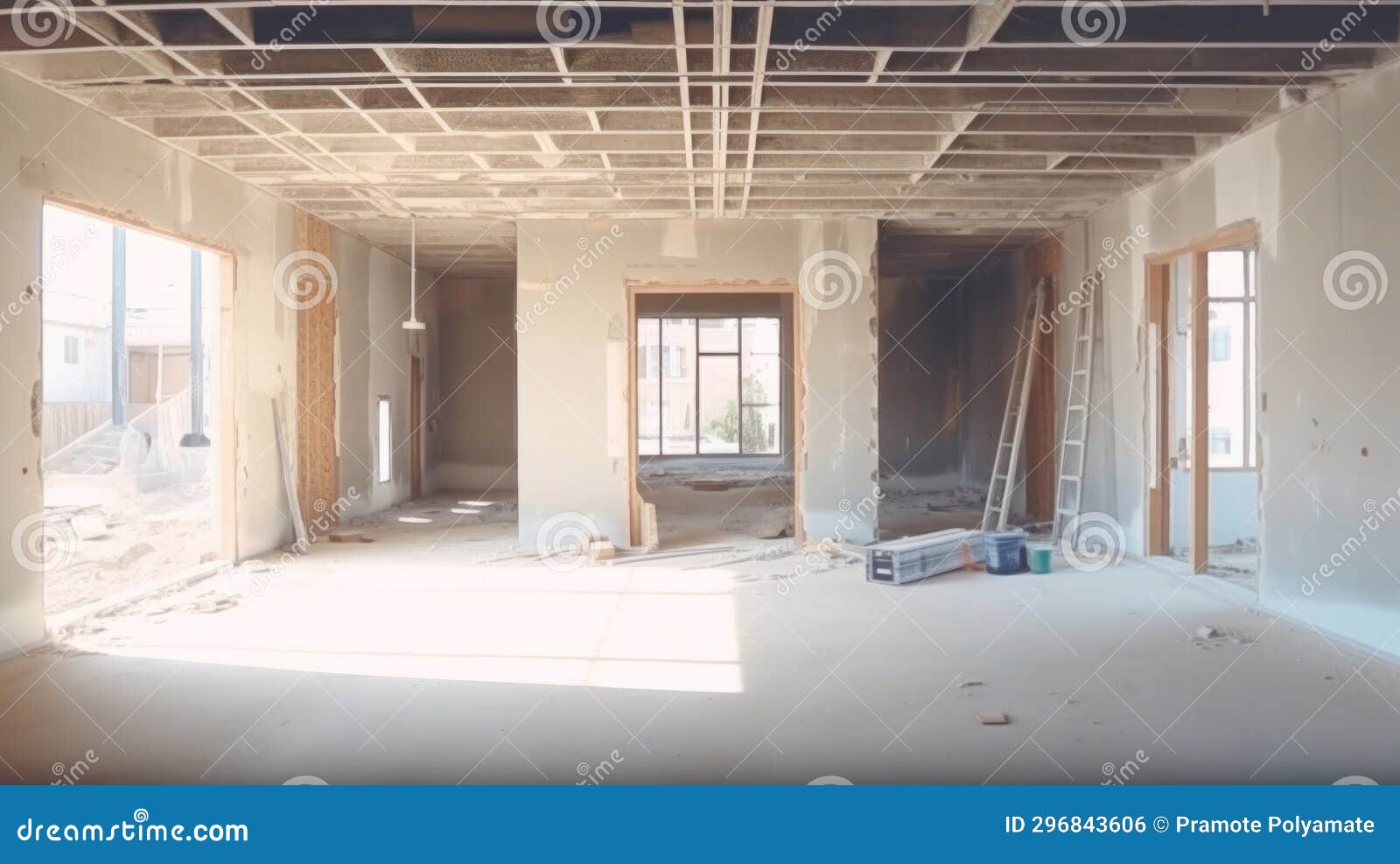 Empty of Under Construction Room in House, Interior Decoration Ideas ...