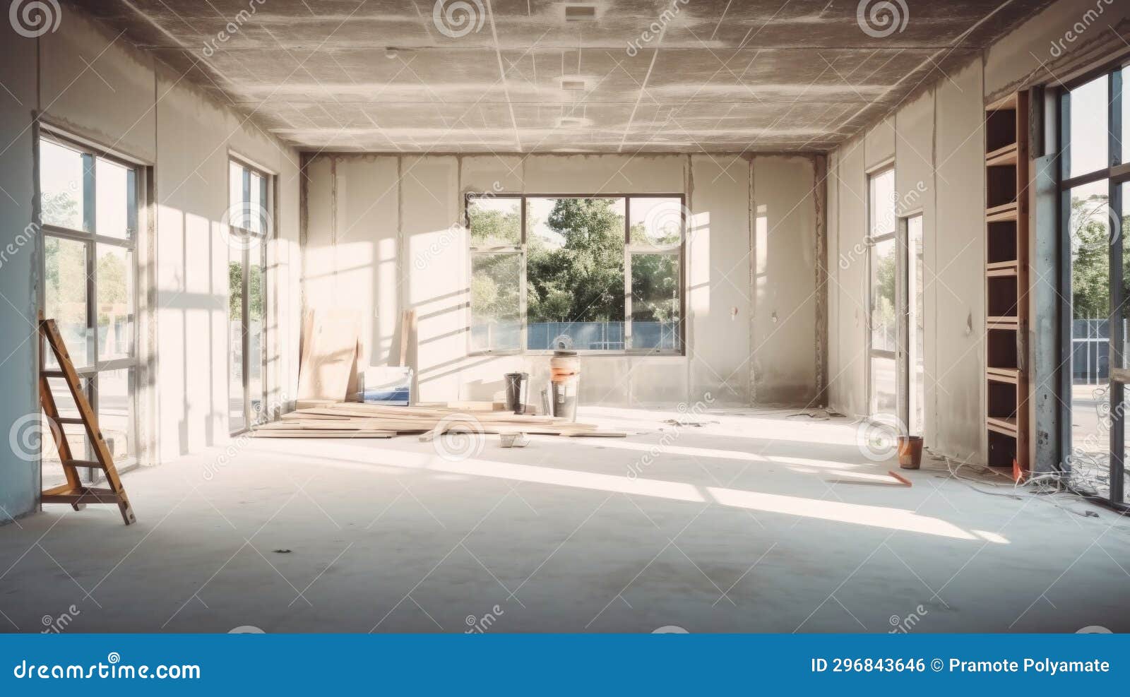 Empty of Under Construction Room in House, Interior Decoration Ideas ...