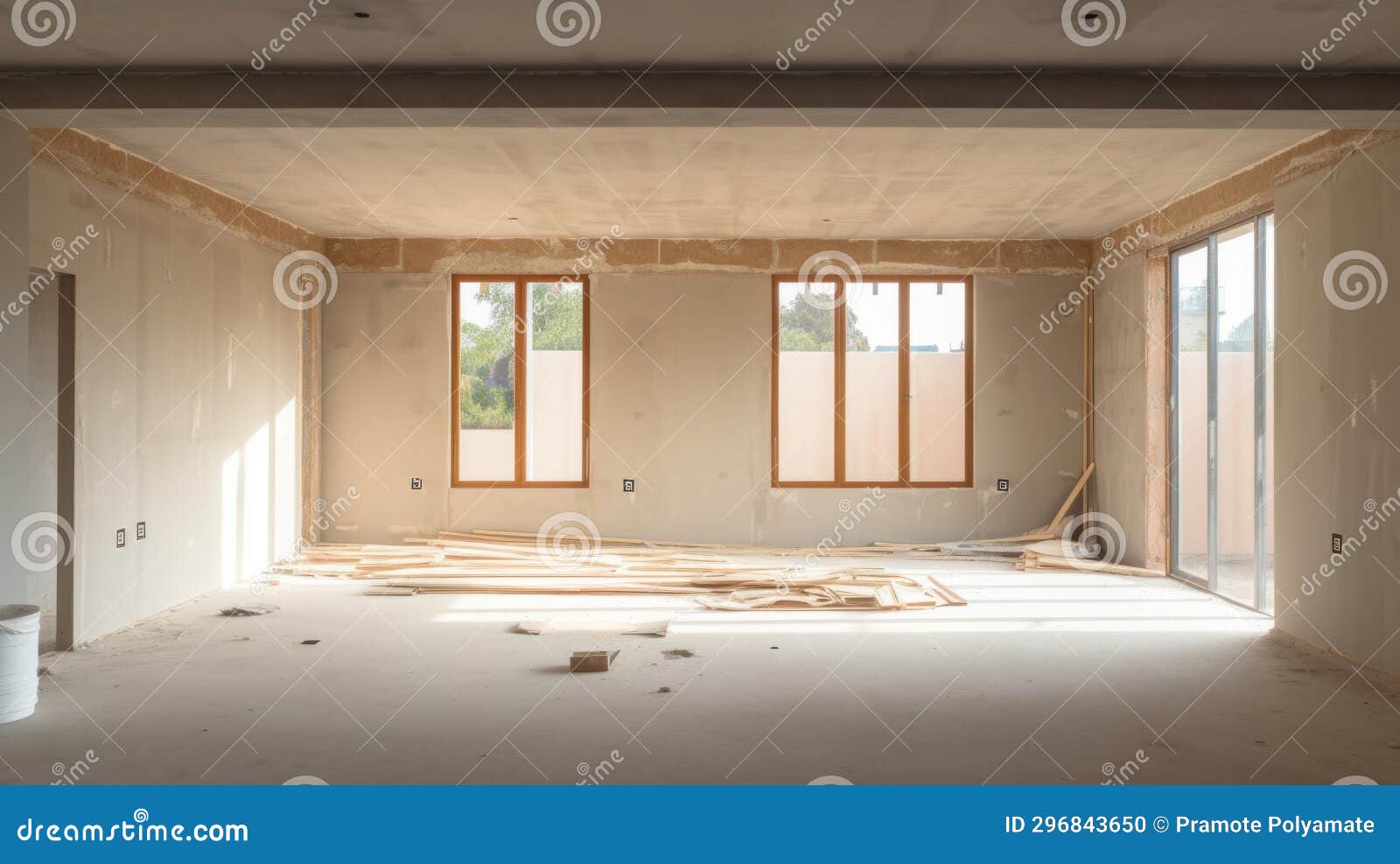 Empty of Under Construction Room in House, Interior Decoration Ideas ...