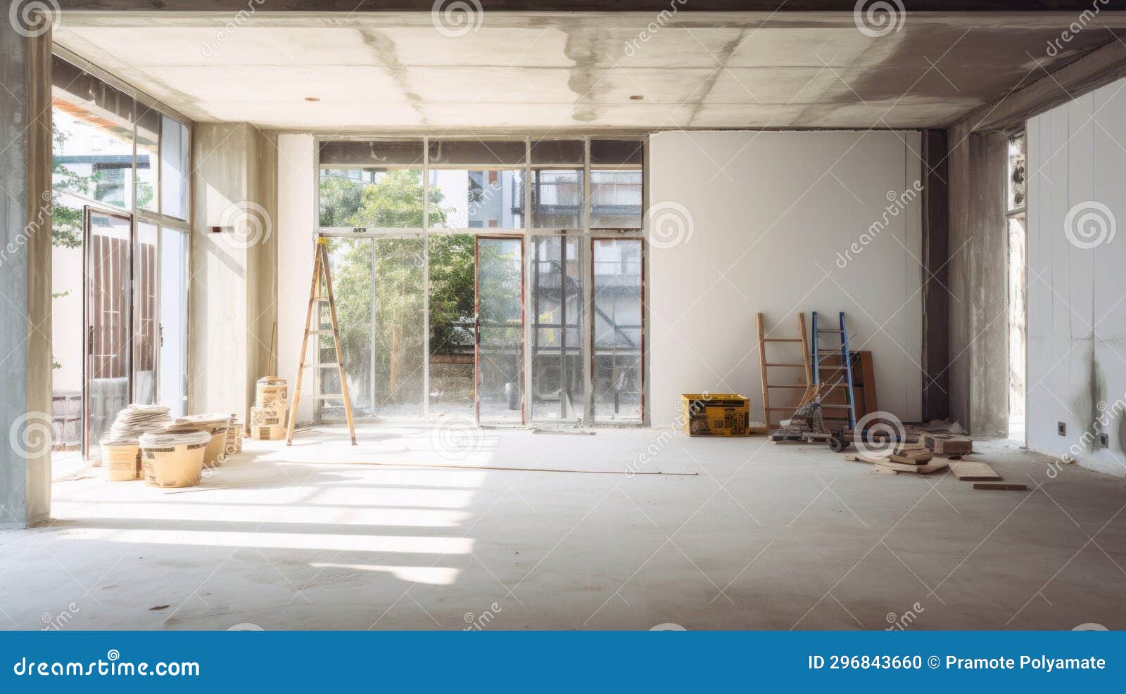 Empty of Under Construction Room in House, Interior Decoration Ideas ...