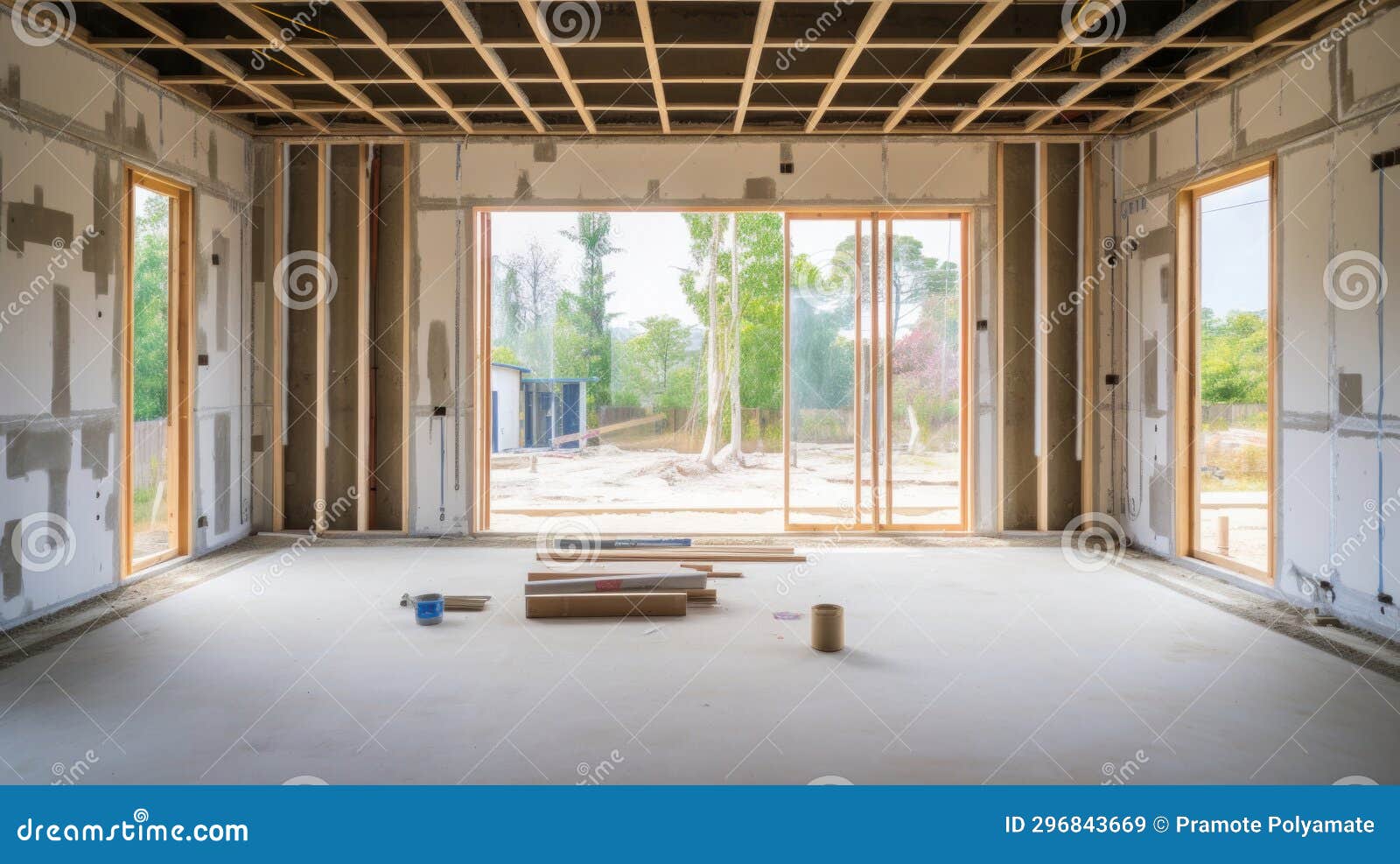 Empty of Under Construction Room in House, Interior Decoration Ideas ...