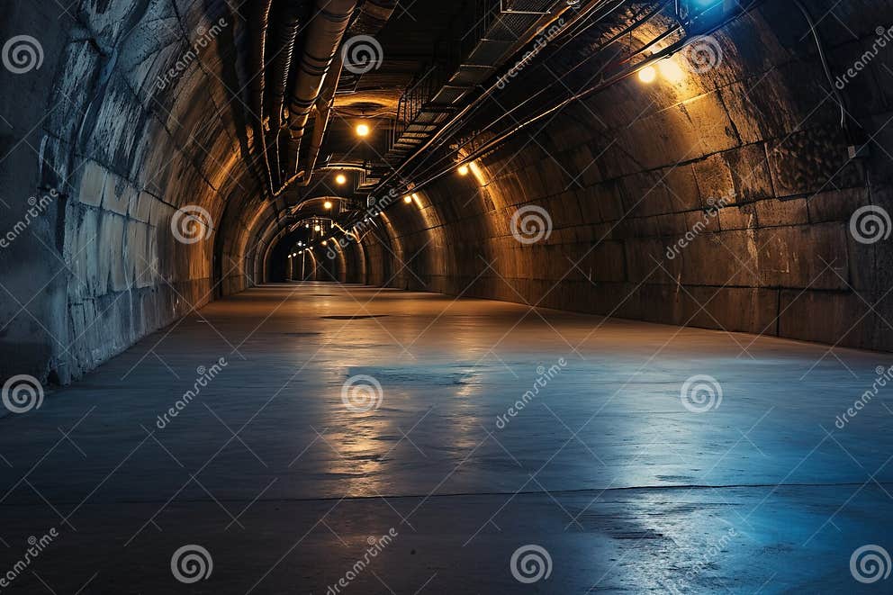 Empty Underground Background with Lighting. Generative AI Stock ...