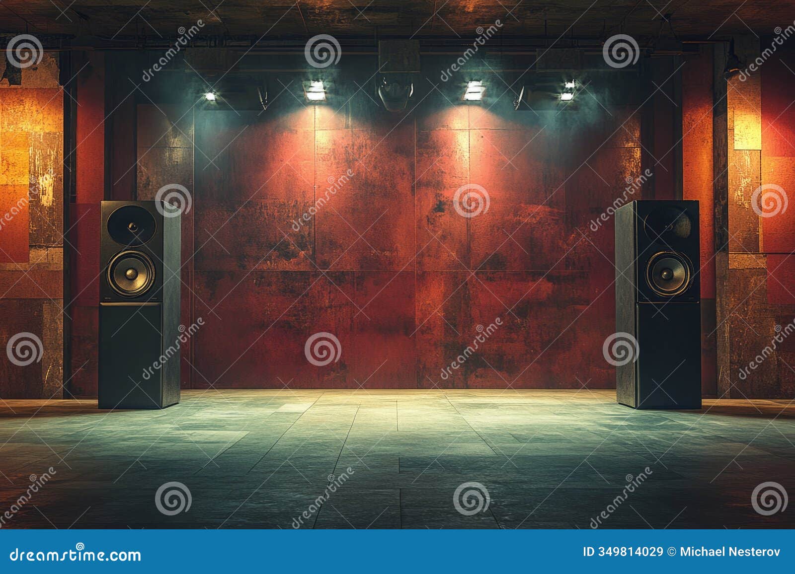 Empty Underground Concert Stage is Waiting for the Band To Start a ...