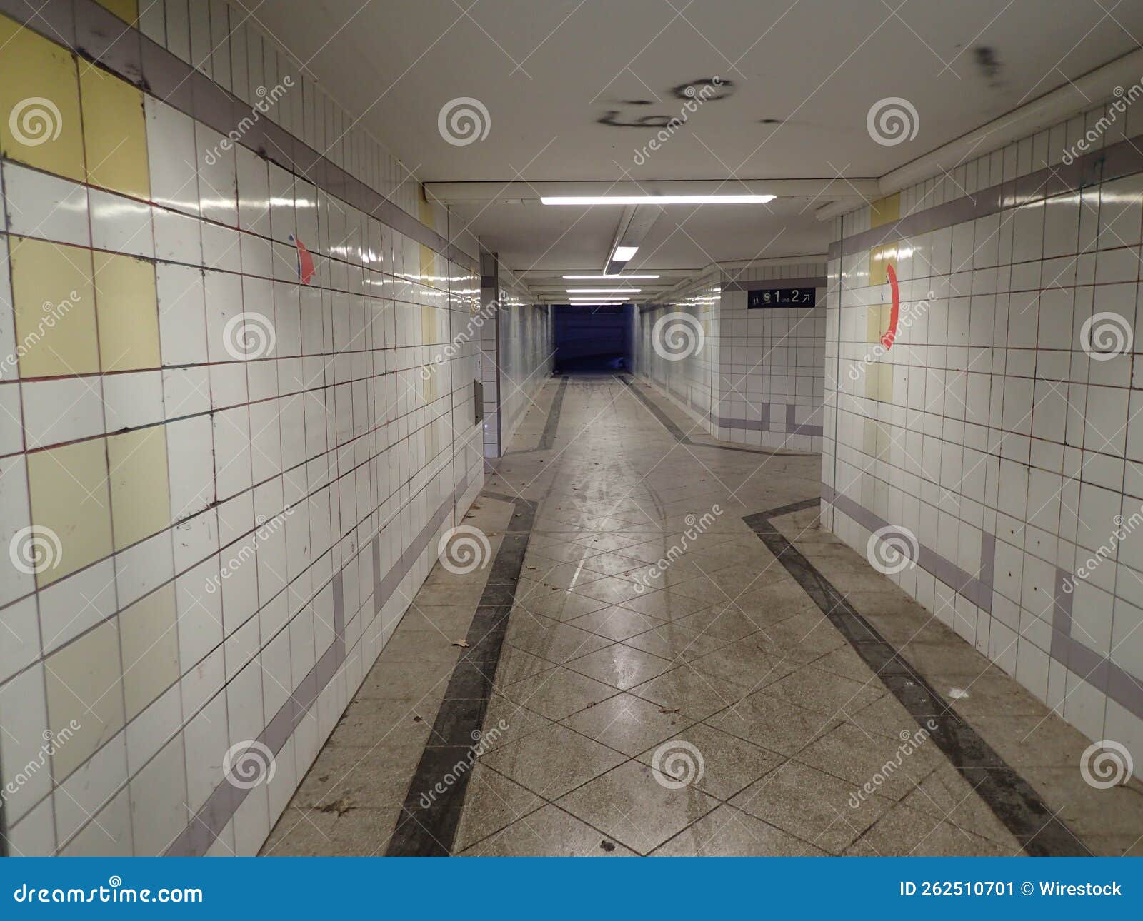 Empty Underground Corridor at Night Stock Image - Image of underground ...
