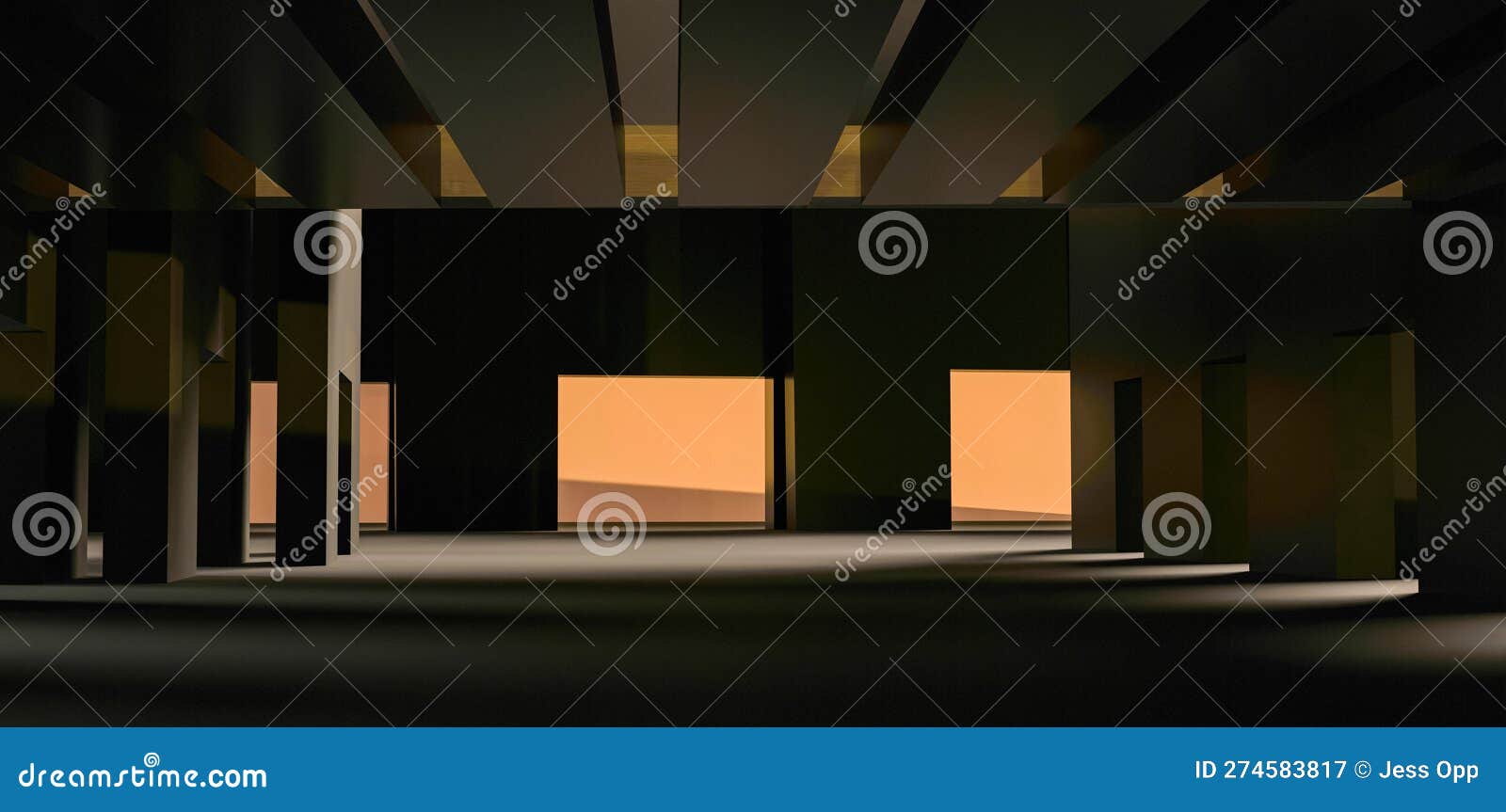 Empty Underground Room Interior of Complex Concrete and Metal ...