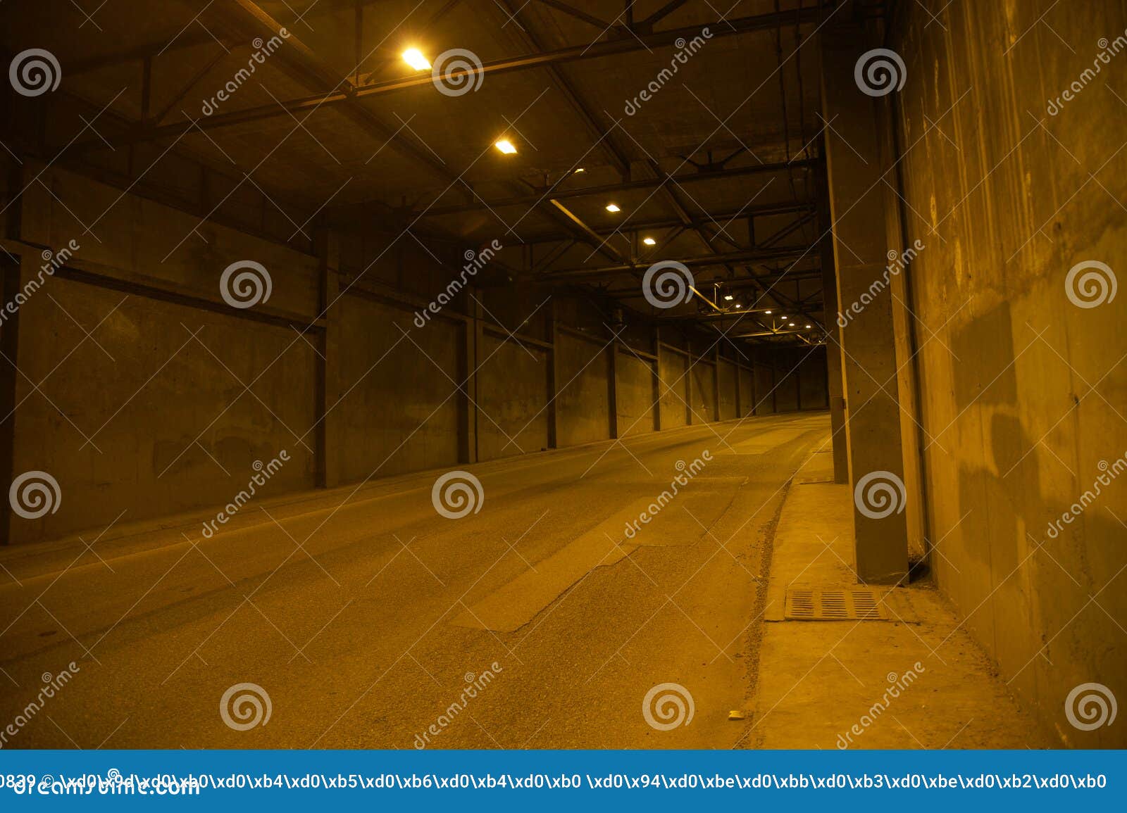 Empty Underground Tunnel for Cars at Night Stock Image - Image of ...