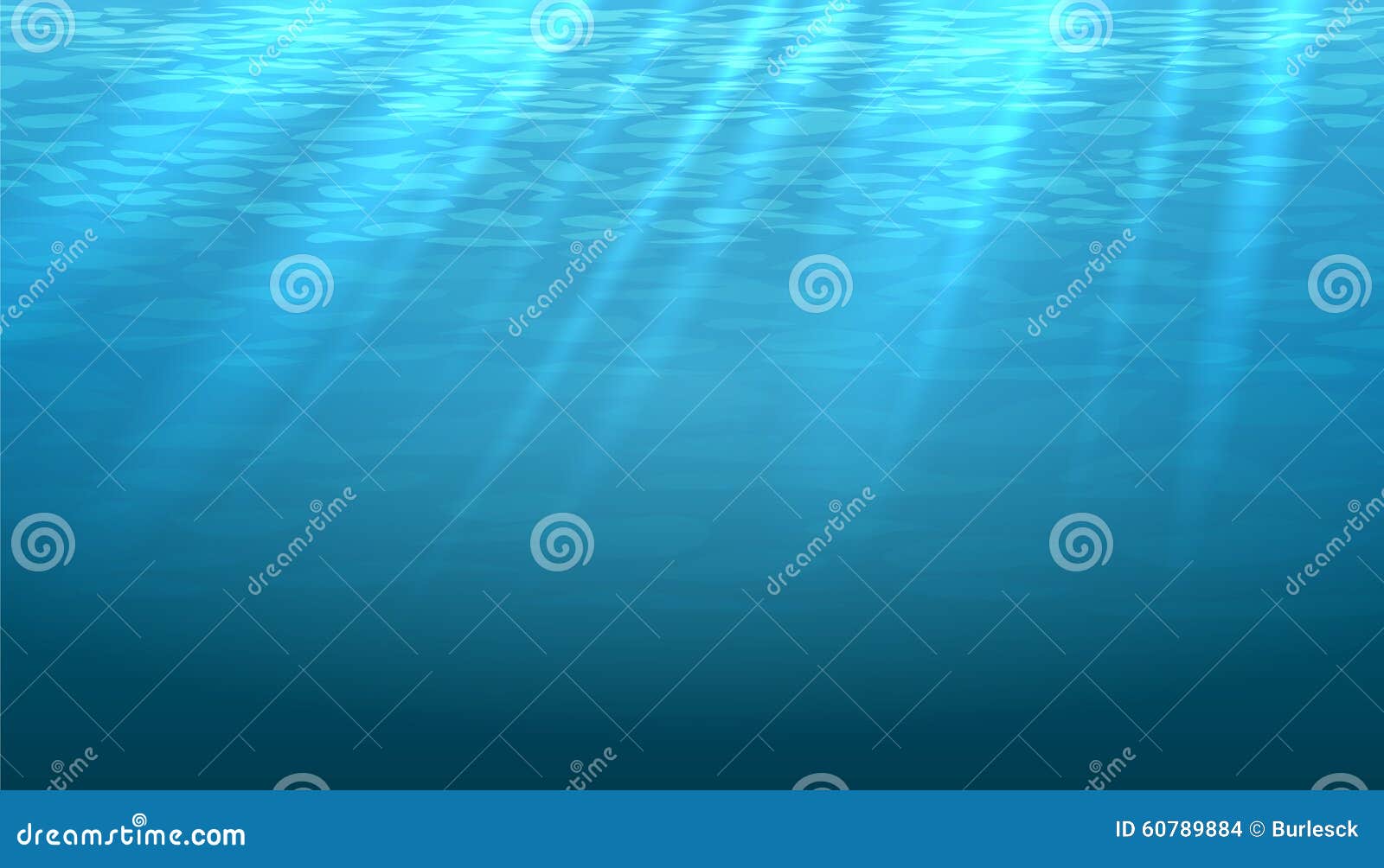Underwater Blue Ocean With Caustic And Light Rays - Sea Bottom ...