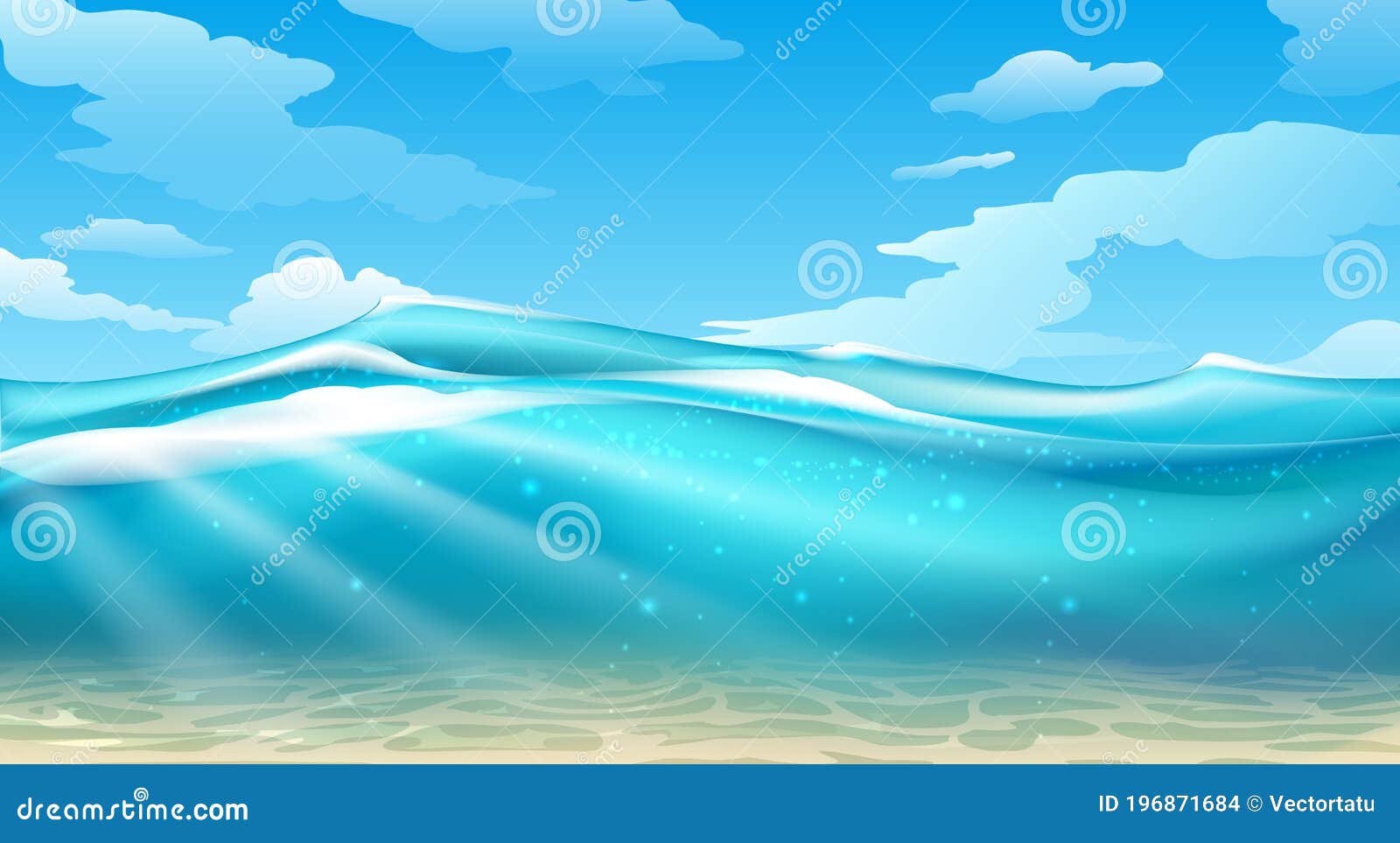 Empty Underwater Surface View Stock Vector - Illustration of cloud ...