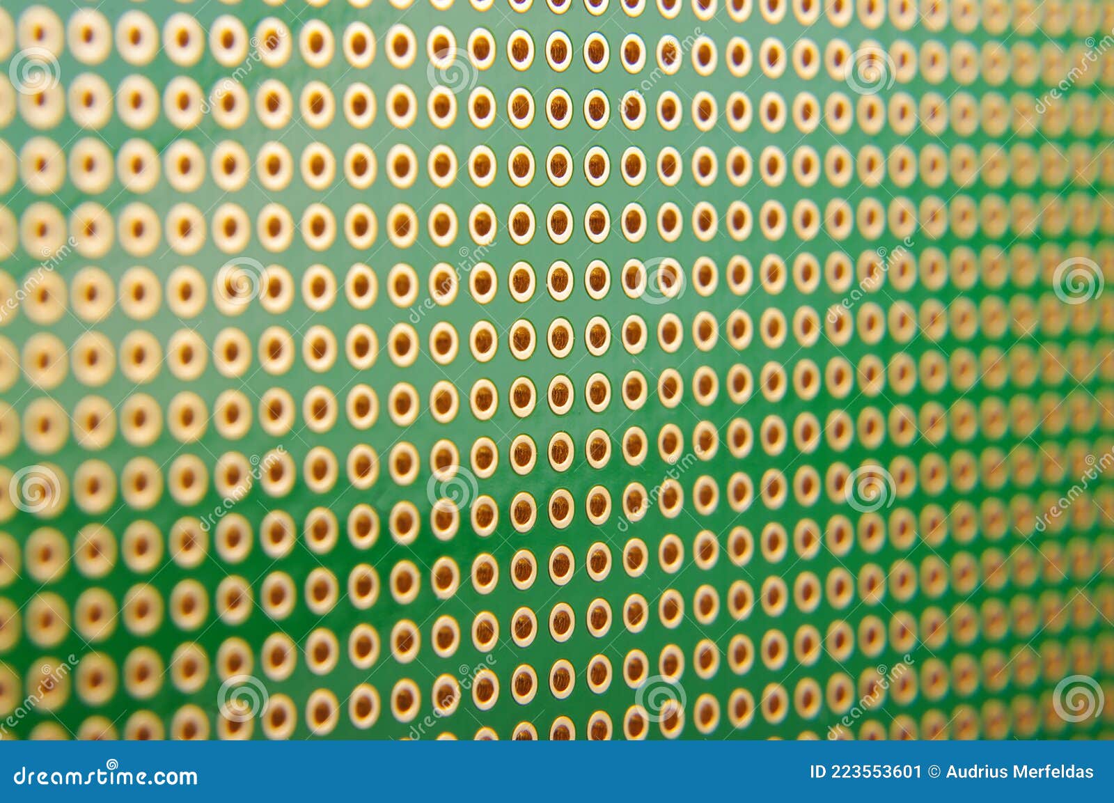 Empty Universal PCB for Prototyping Stock Image - Image of macro, gold ...