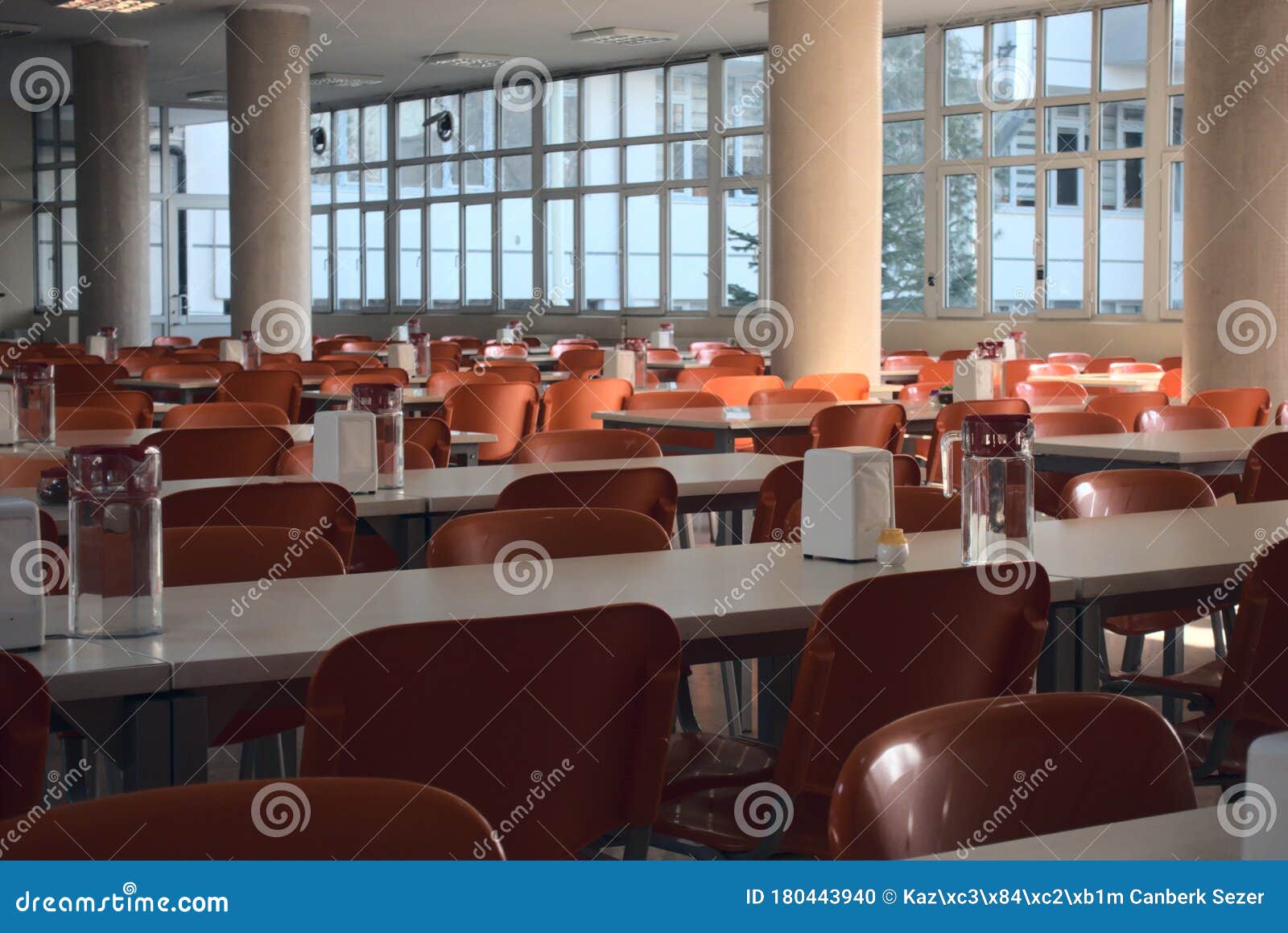 Empty University Cafeteria Seats after the Cancellation of Schools ...