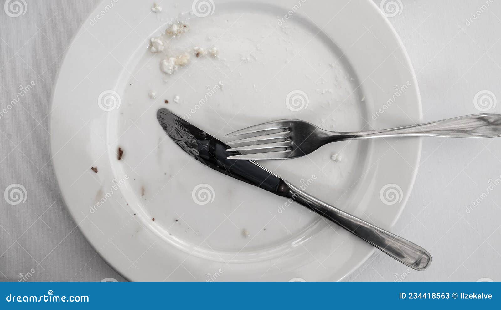 Empty Used Plate with a Knife and Fork Placed on it Stock Image - Image ...