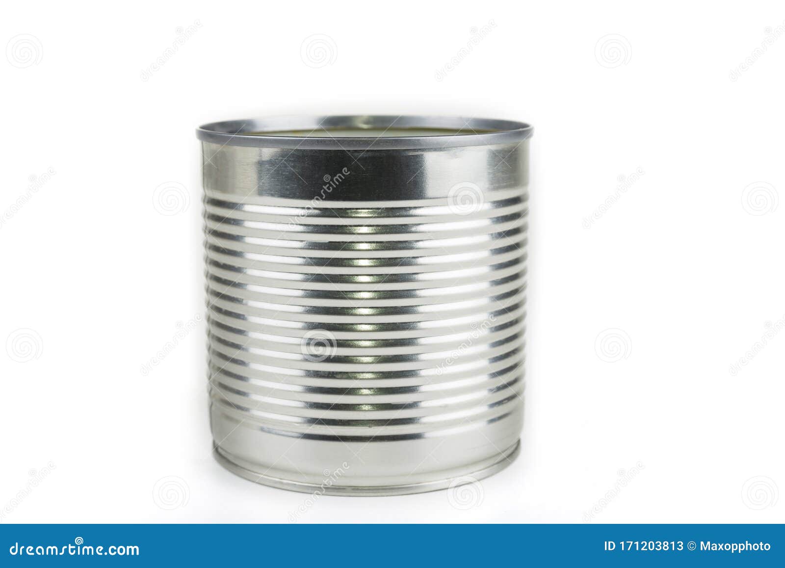 Empty Used Tin Can on a White Stock Image - Image of white, steel ...