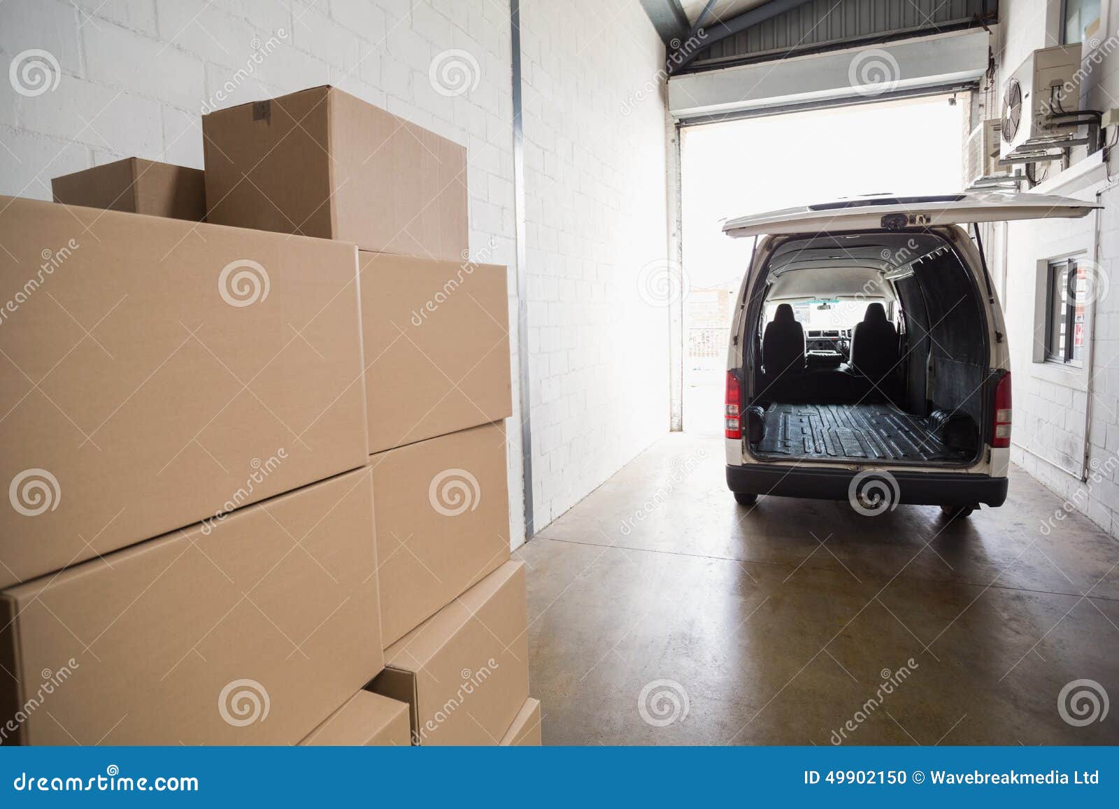 Empty Van Ready To Be Loaded Stock Photo - Image of freight, cardboard ...