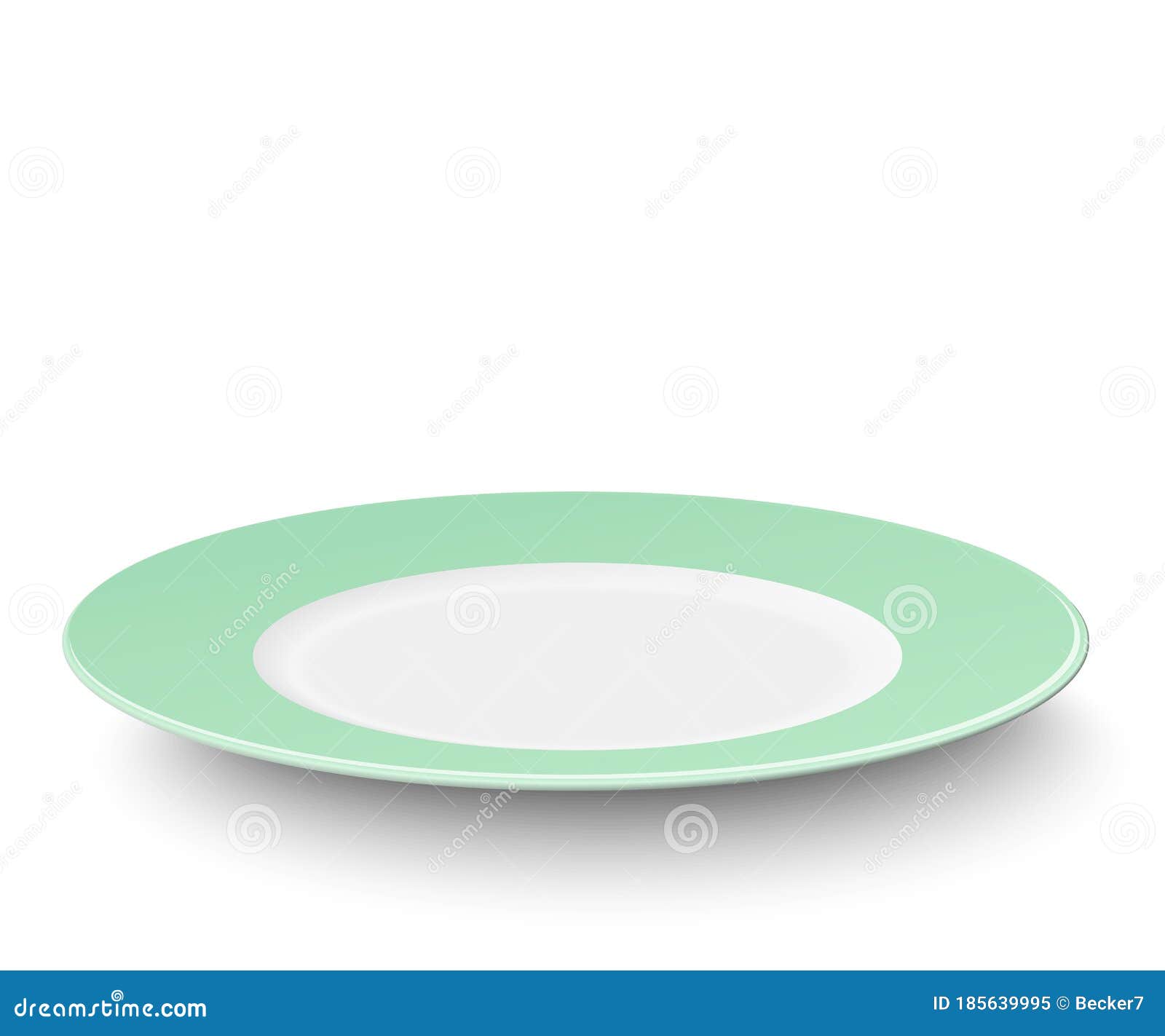 Empty Vector Light Green Plate Isolated on White Background Stock ...